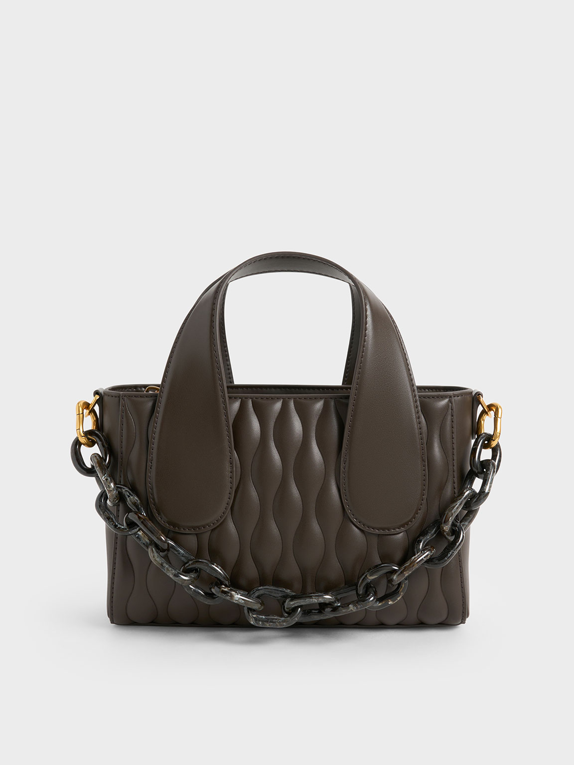 Dark Moss Iva Textured Tote Bag - Dark Moss - Sale - CHARLES & KEITH KR
