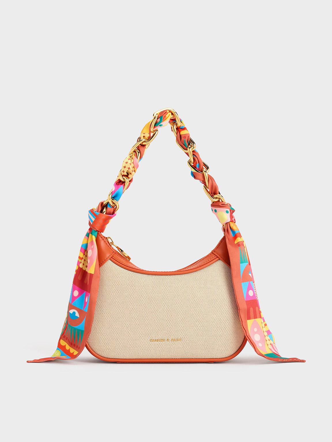 Orange Mini Alcott Scarf Handle Canvas Bag - CHARLES & KEITH LK