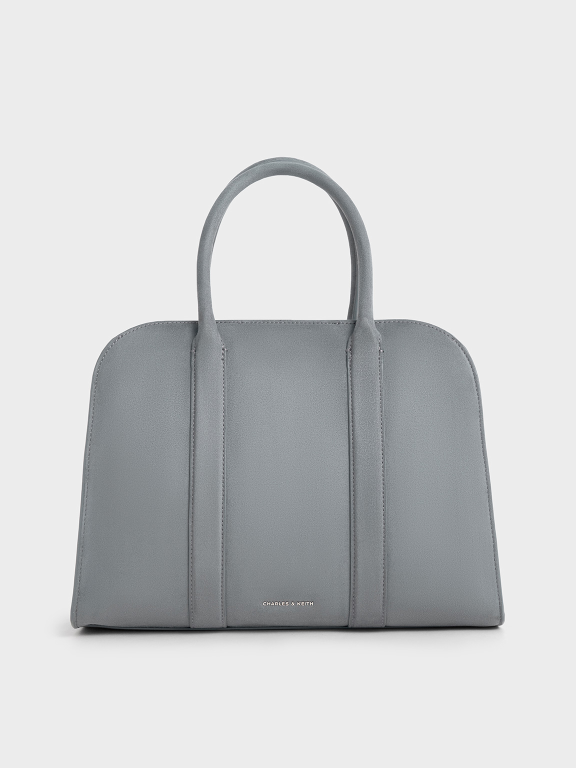 Grey Axel Faux Suede Bowling Bag - CHARLES & KEITH CO