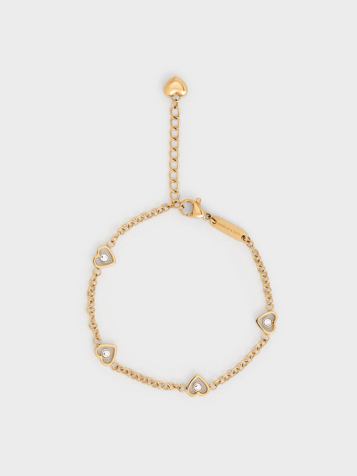 Gold Malorie Crystal Heart Bracelet - CHARLES & KEITH SG