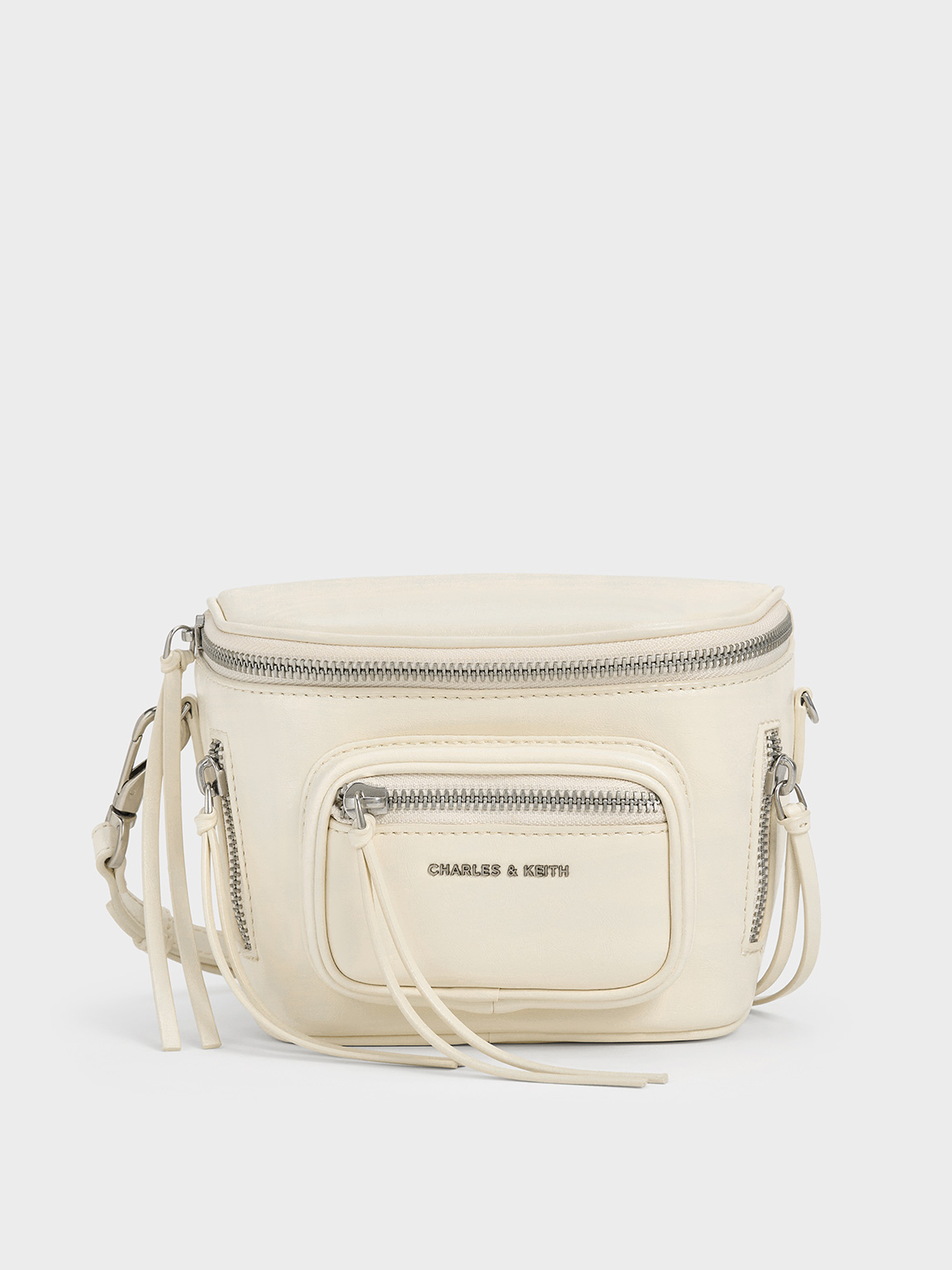 Cream Xylia Multi-Zip Crossbody Bag - CHARLES & KEITH LK