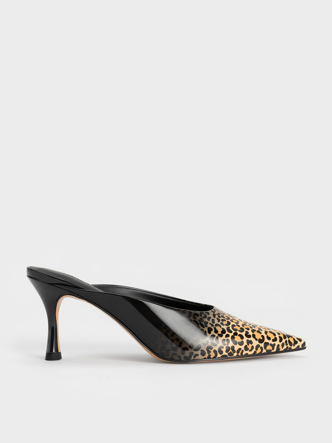 Multicoloured Patent Leopard Print Spool Heel Mules - CHARLES & KEITH TW