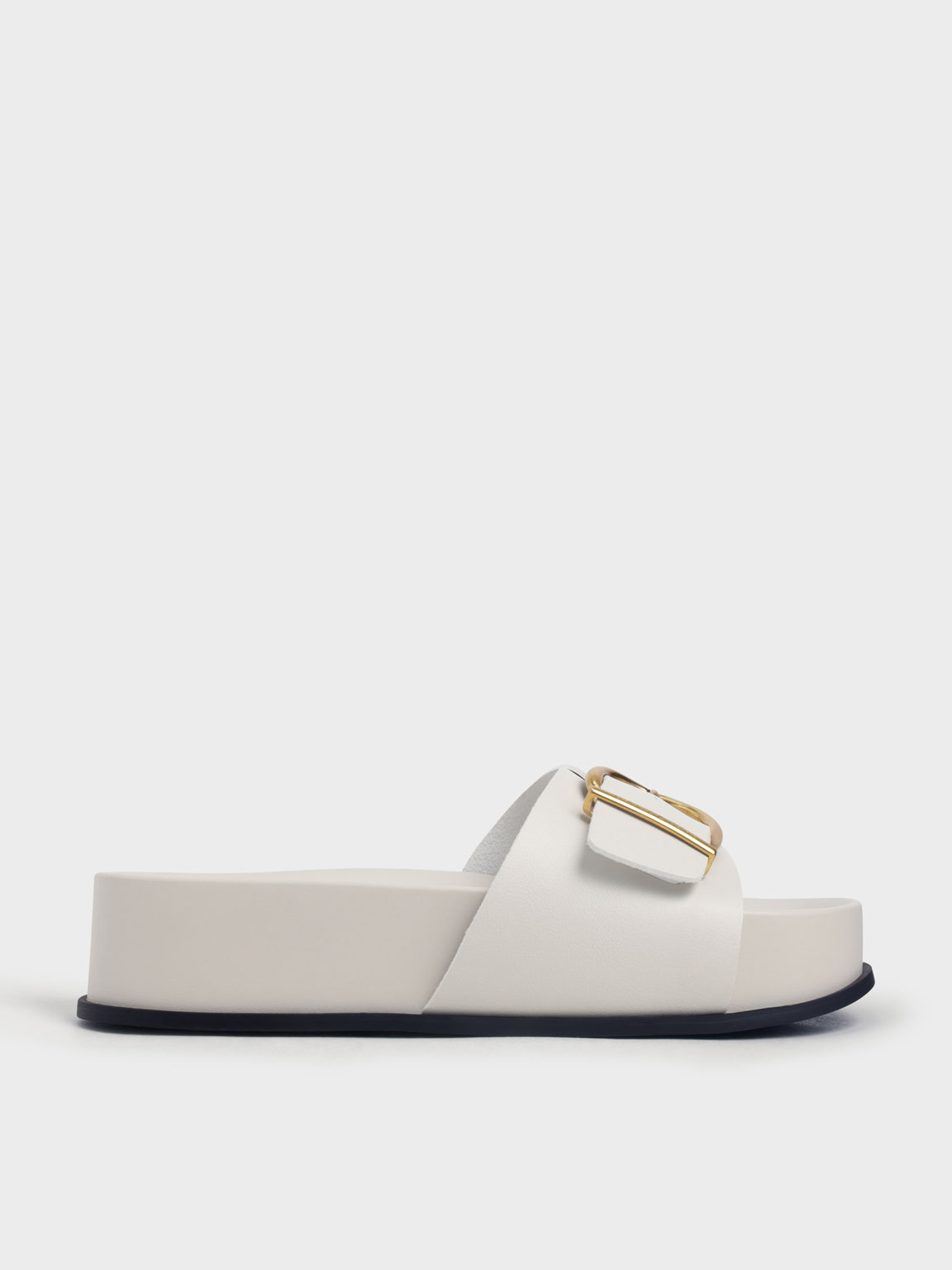 Sandalias planas con hebilla metálica - Tiza - CHARLES & KEITH US