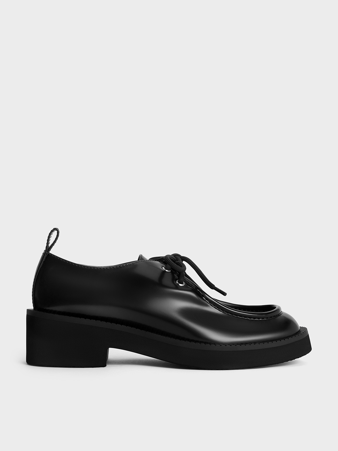 Black Box Lace-Up Chunky-Sole Derbys - CHARLES & KEITH SG
