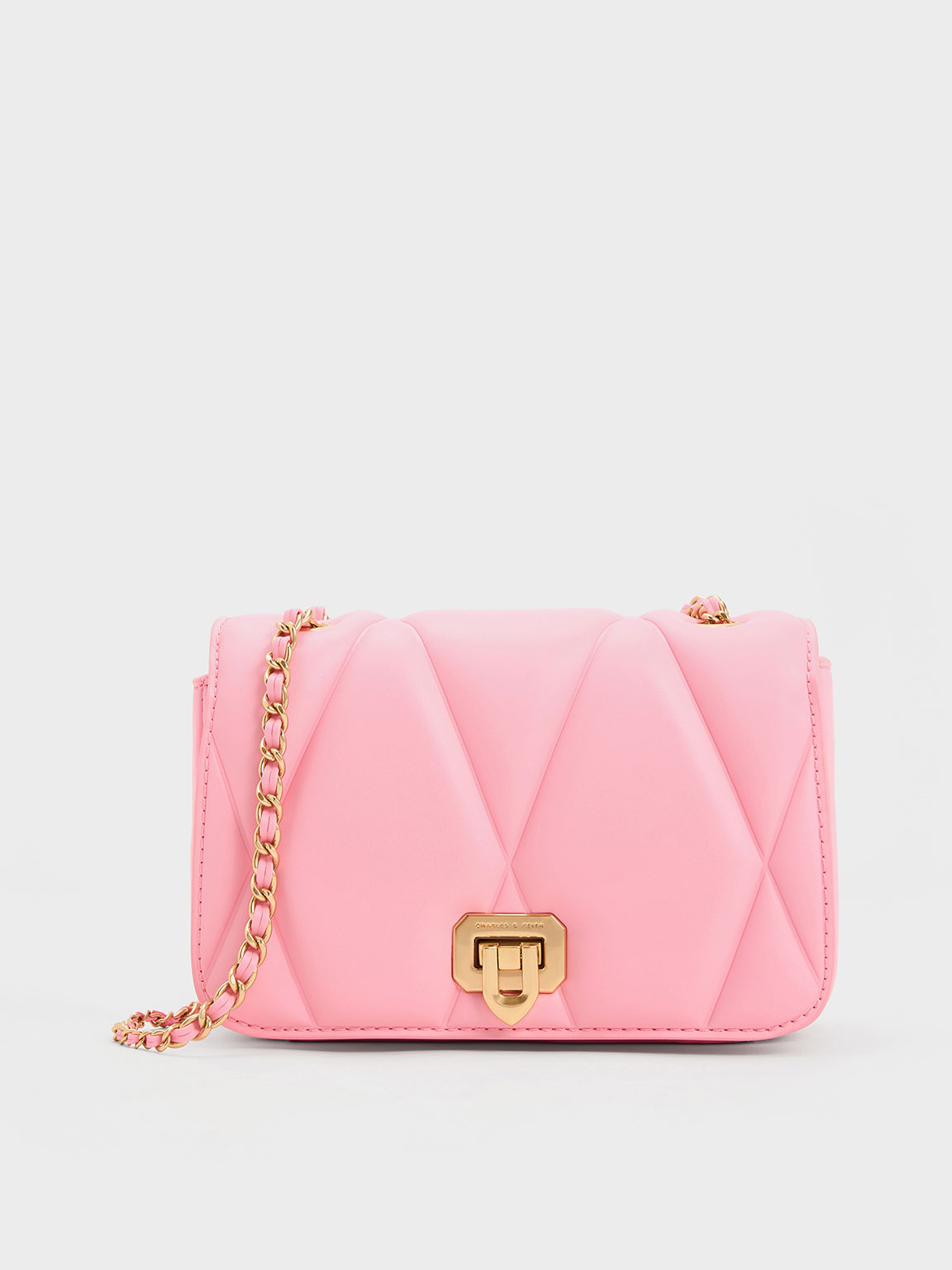 Pink Arwen Quilted Shoulder Bag - CHARLES & KEITH AE