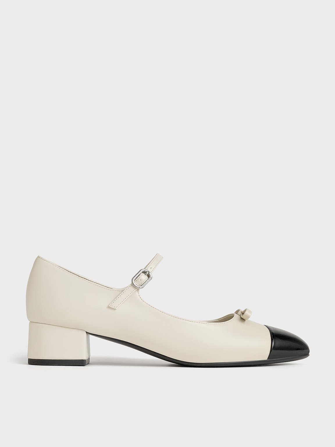 Chalk Bow Cap-Toe Mary Jane Pumps - CHARLES & KEITH CO