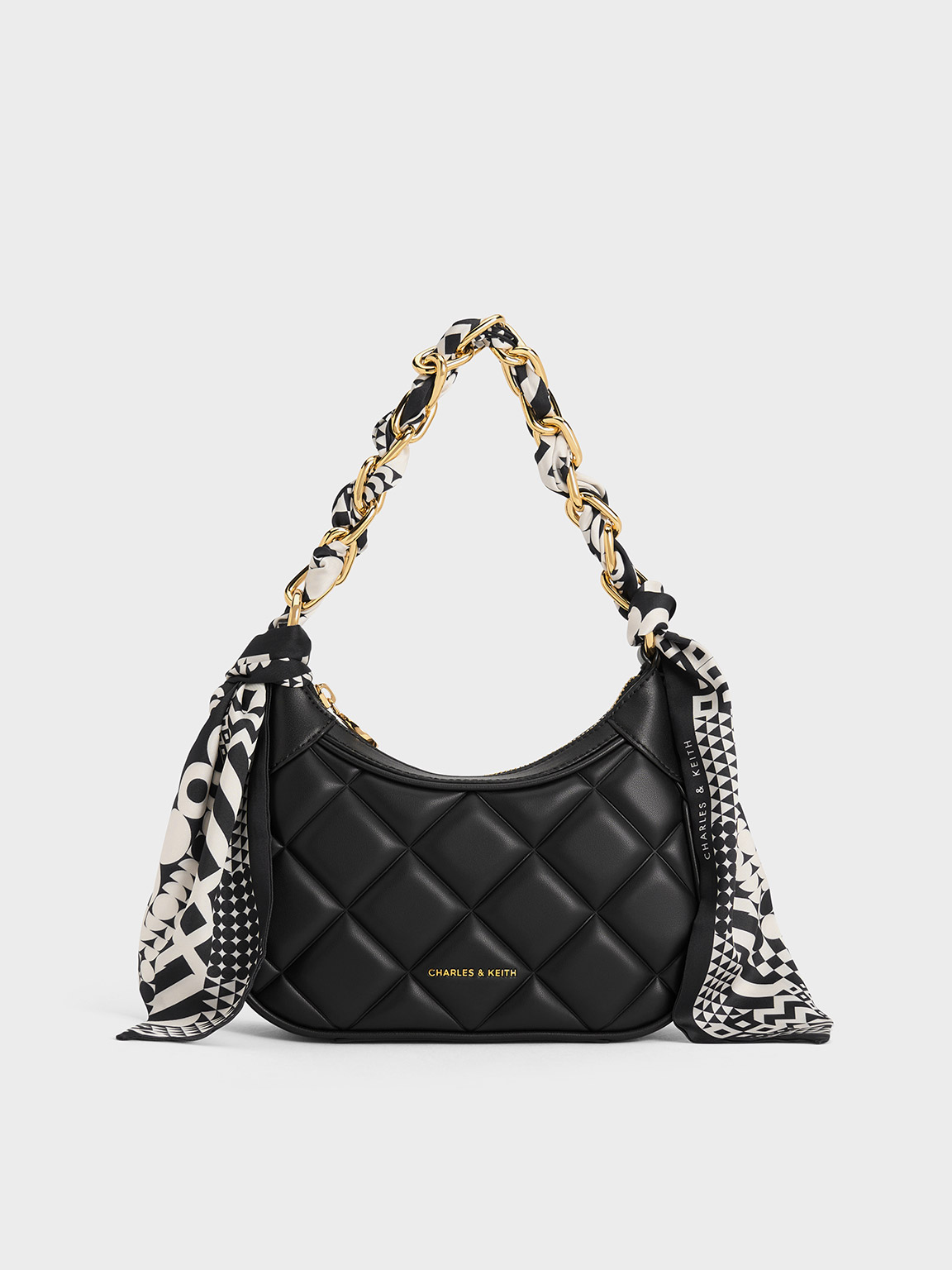 Black Mini Alcott Scarf Handle Quilted Bag - CHARLES & KEITH AW