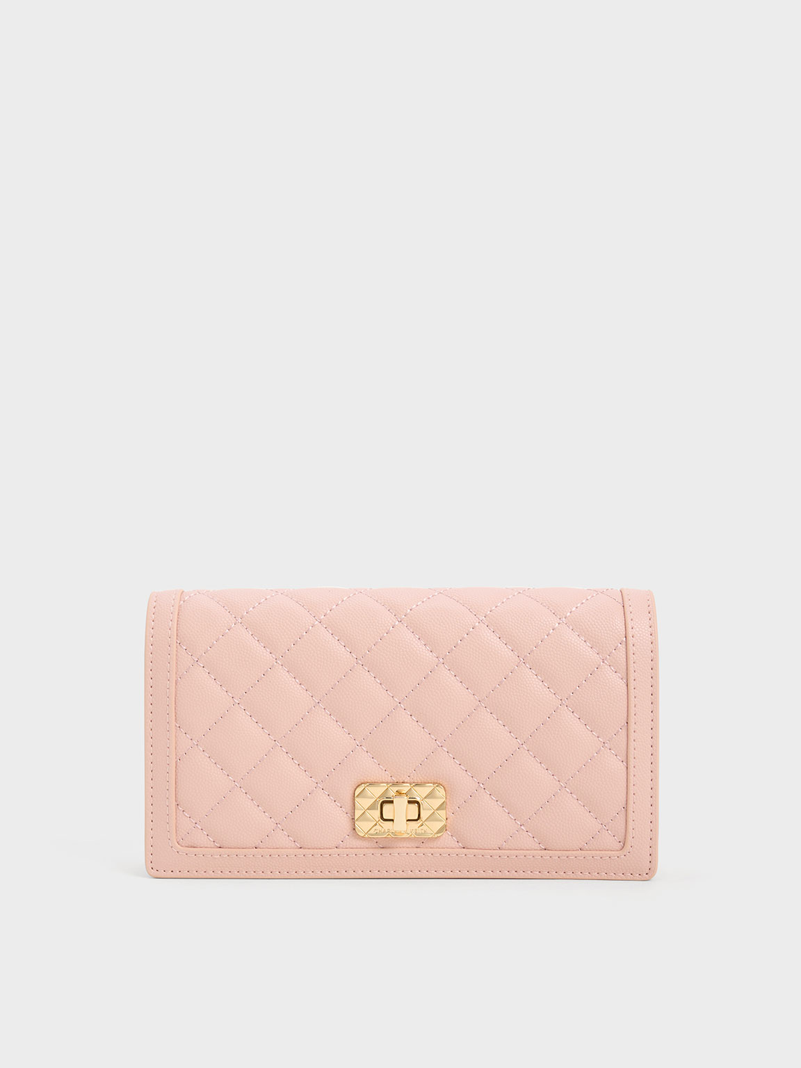 Pink Micaela Quilted Long Wallet - CHARLES & KEITH US