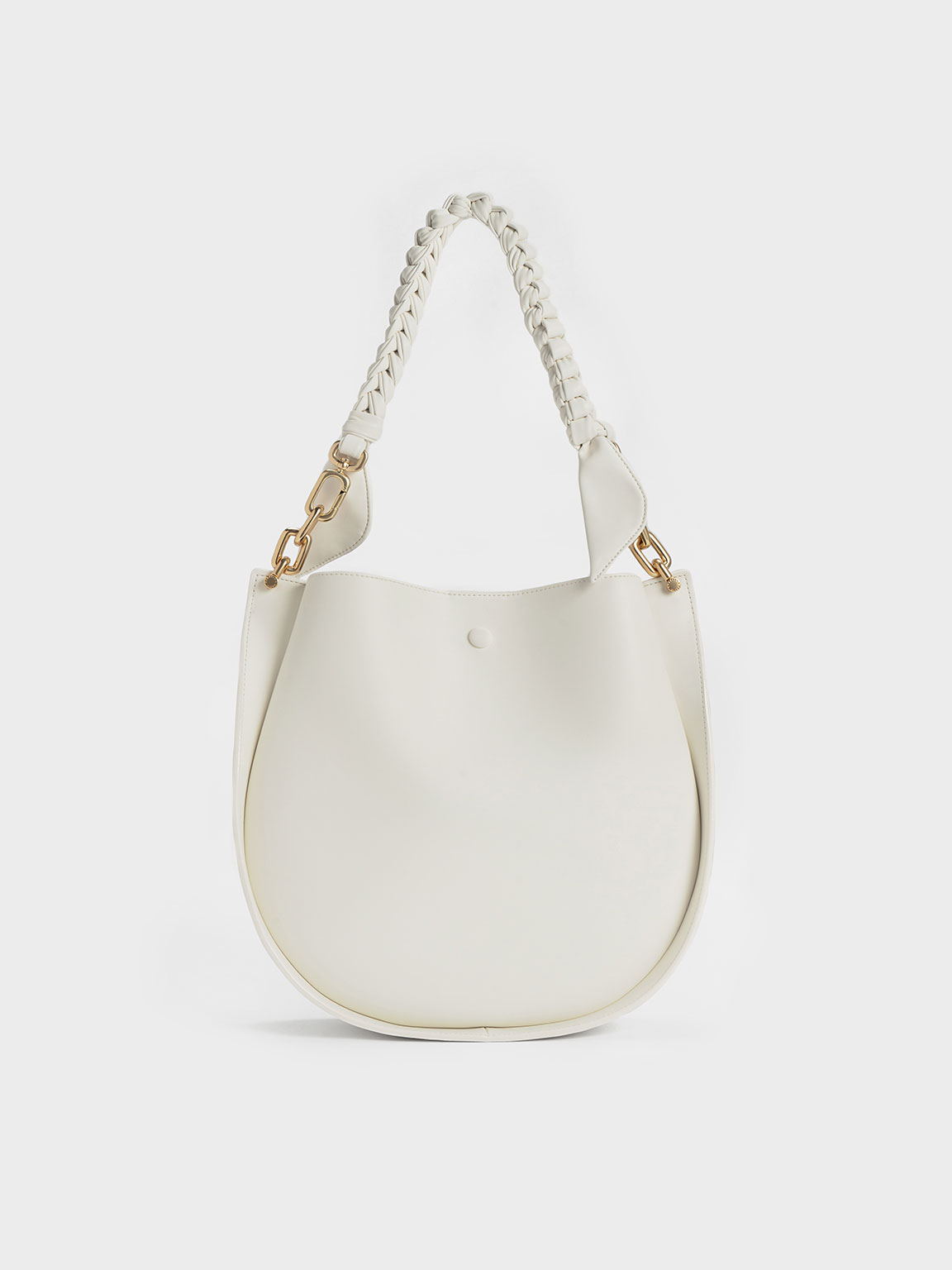 White Cleona Braided Handle Shoulder Bag - CHARLES & KEITH CL