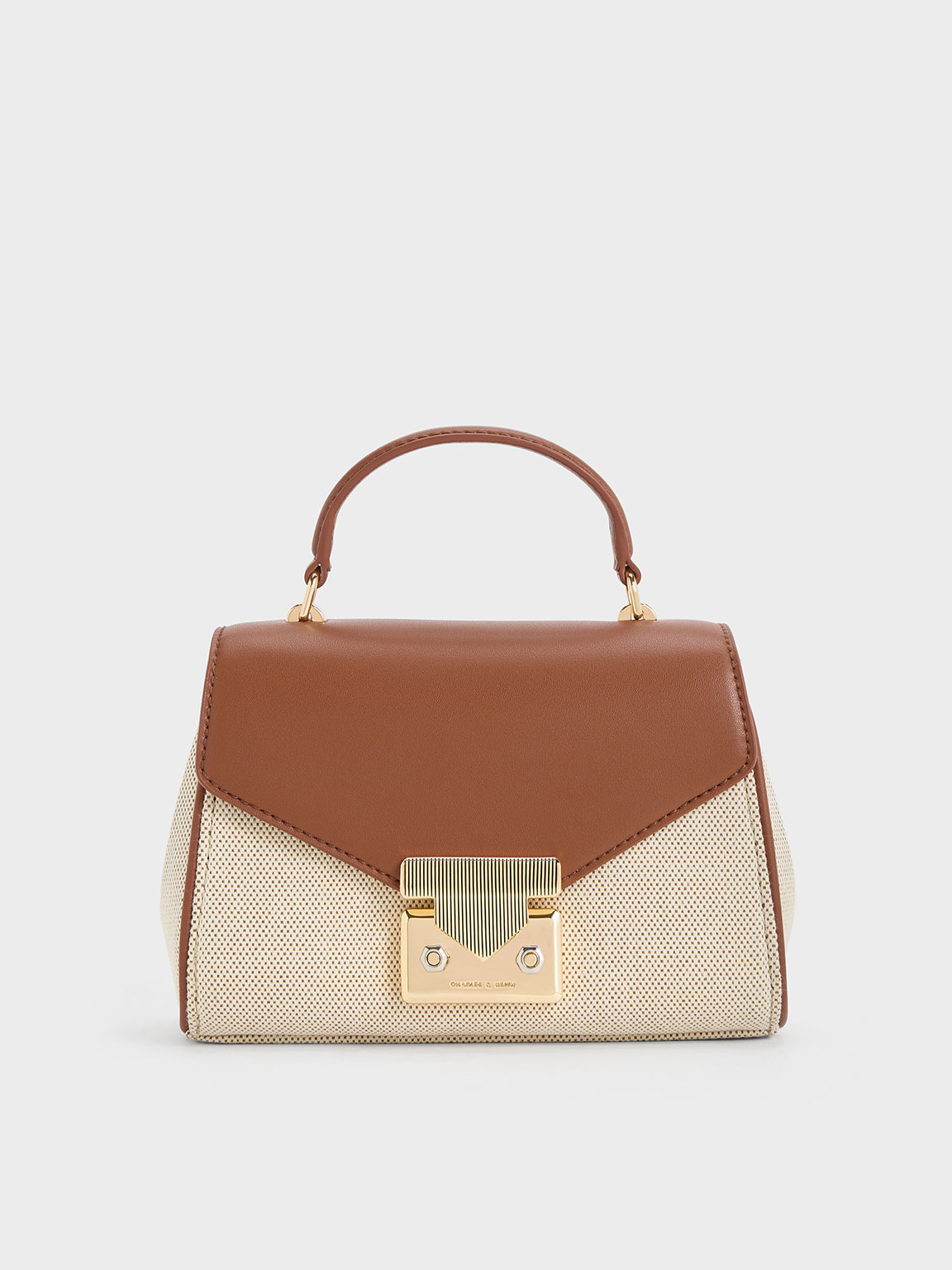 Tan Eudora Canvas Top Handle Bag - CHARLES & KEITH MX