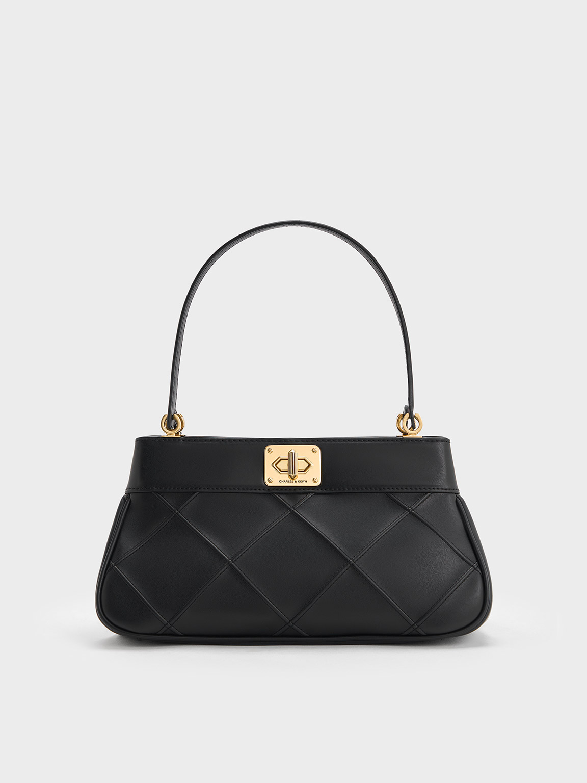 Black Eleni Quilted Shoulder Bag - CHARLES & KEITH CL