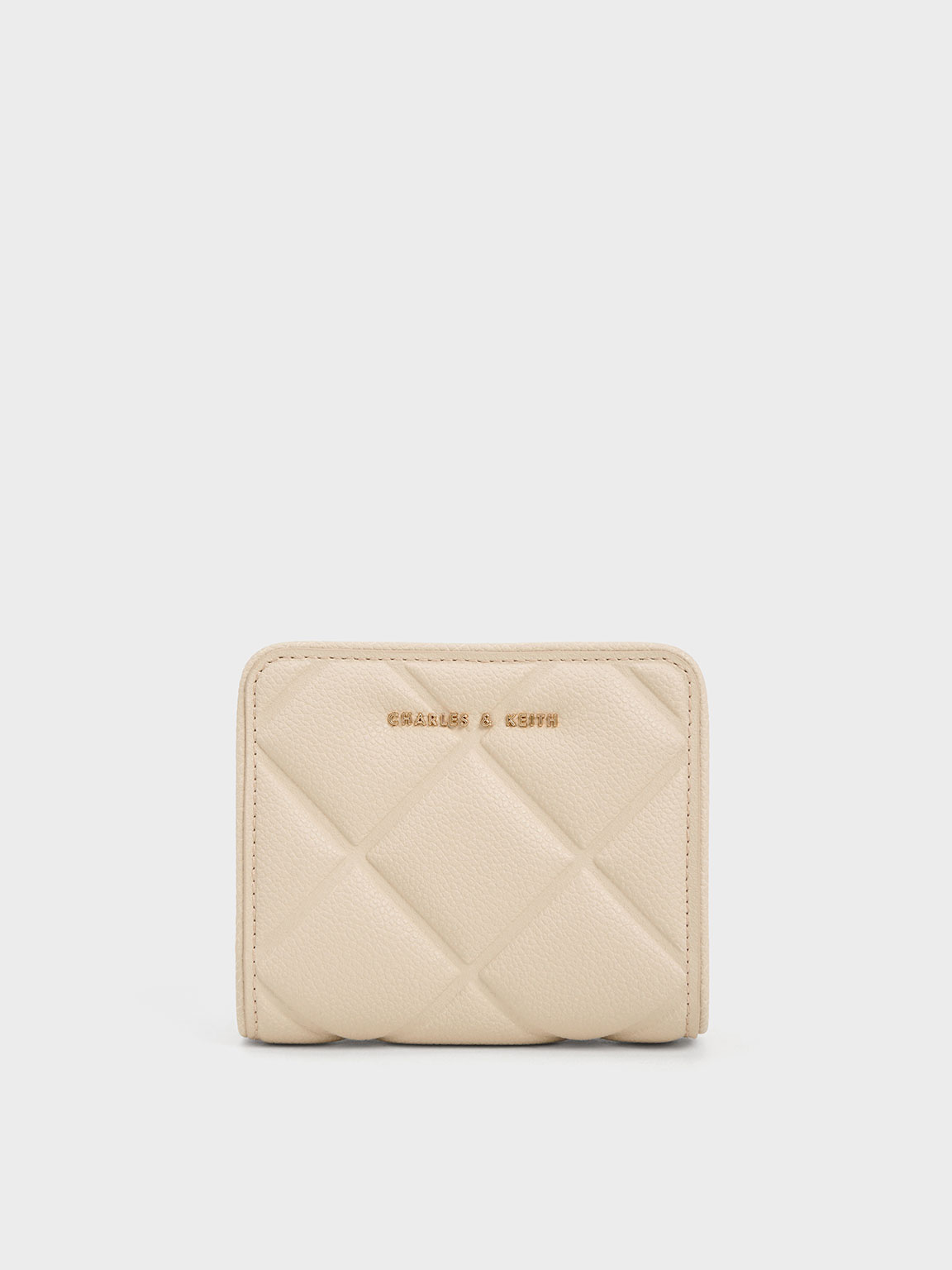 Beige Anwen Quilted Zip-Around Wallet - CHARLES & KEITH US