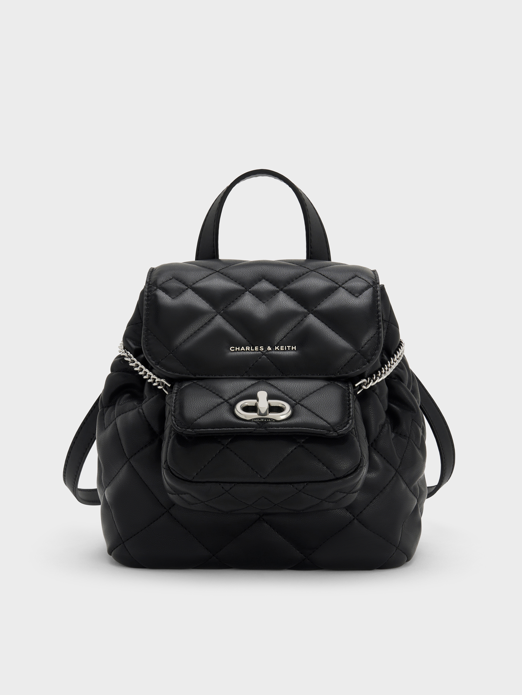 Noir Aubrielle Quilted Backpack - CHARLES & KEITH UY