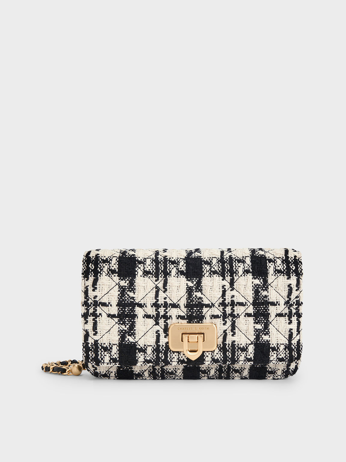 Multicoloured Cressida Tweed Push-Lock Clutch - CHARLES & KEITH IL