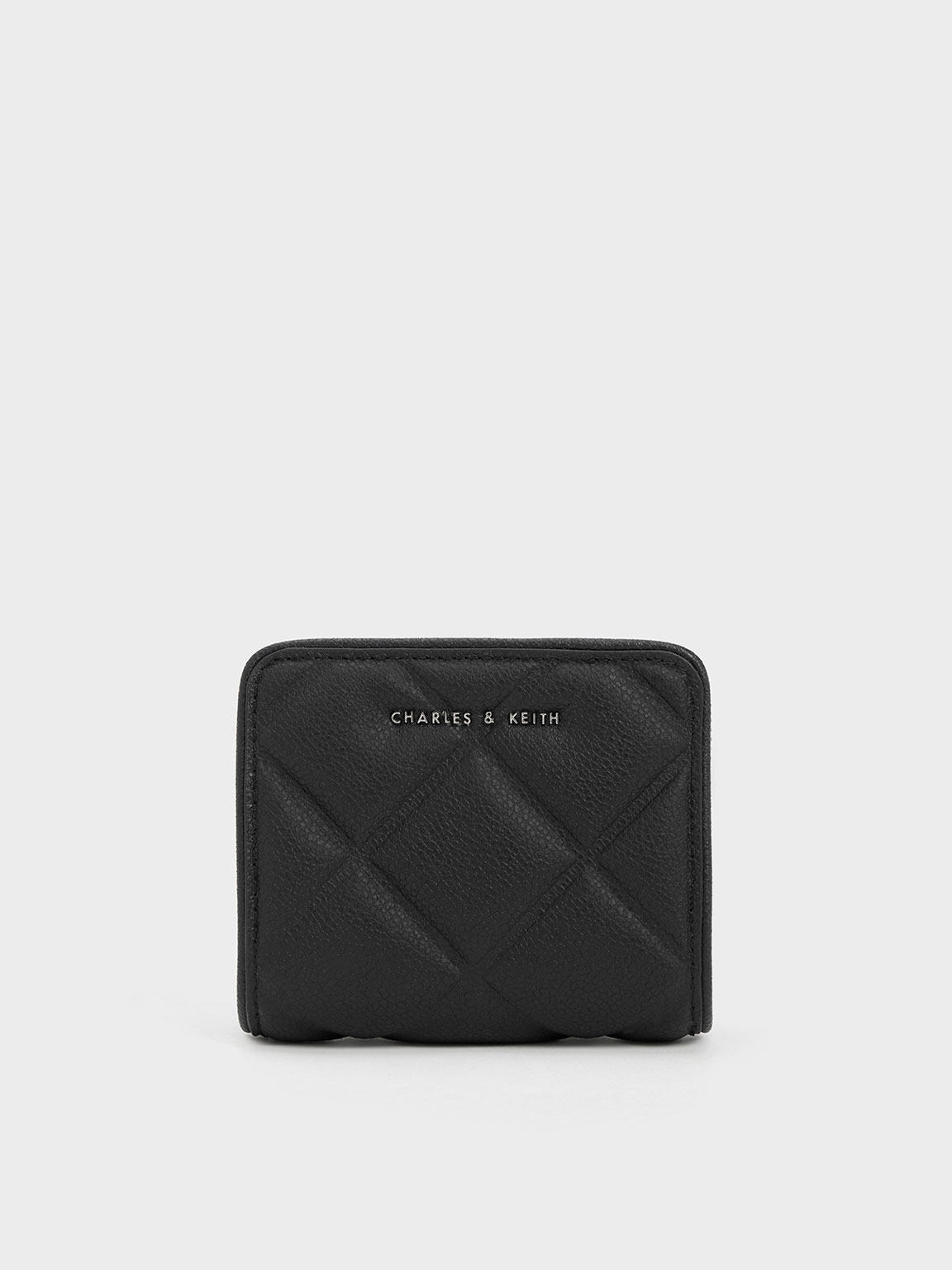 Noir Anwen Quilted Zip-Around Wallet - CHARLES & KEITH International