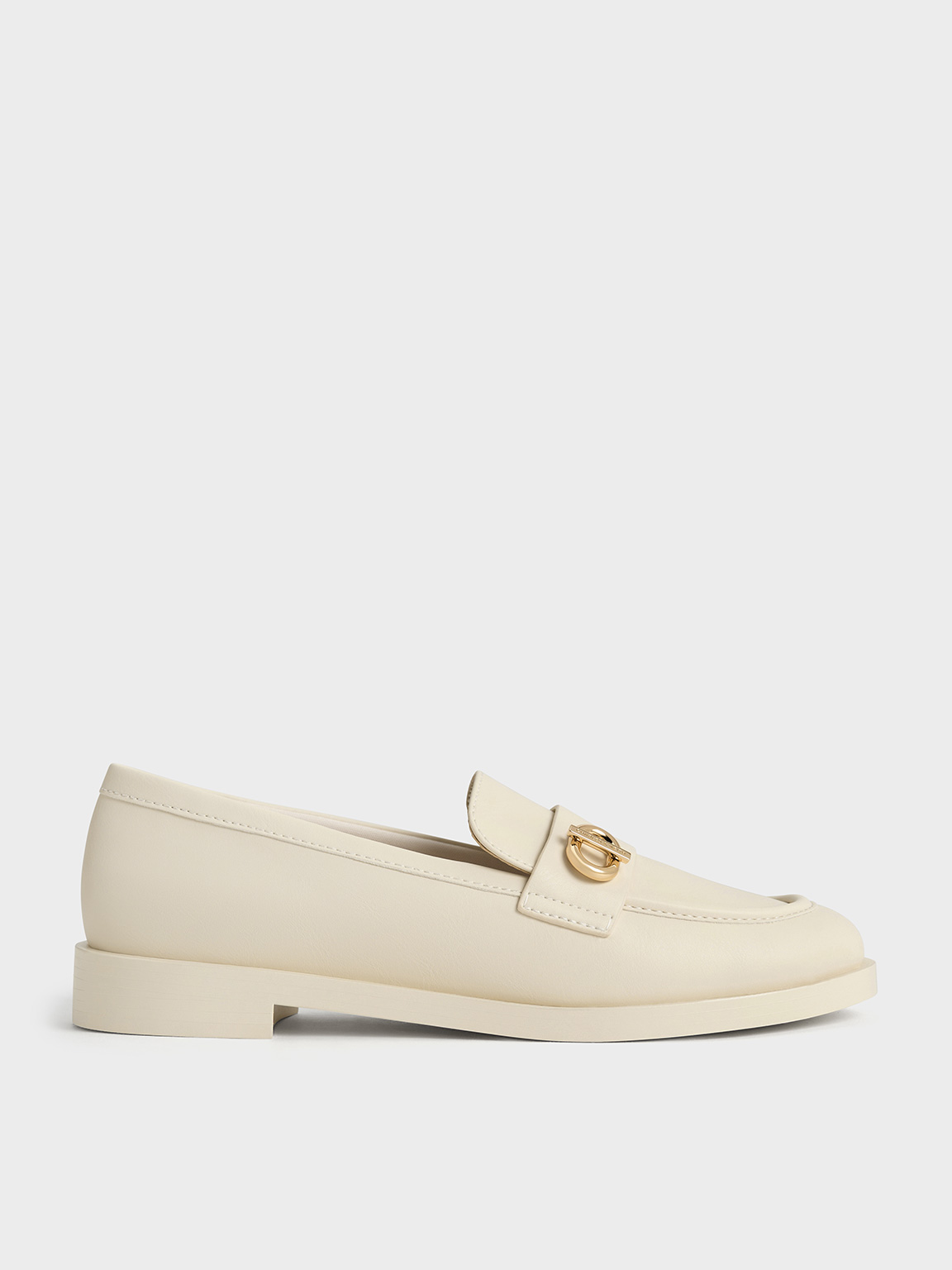 Chalk Metallic-Accent Loafers - CHARLES & KEITH MY