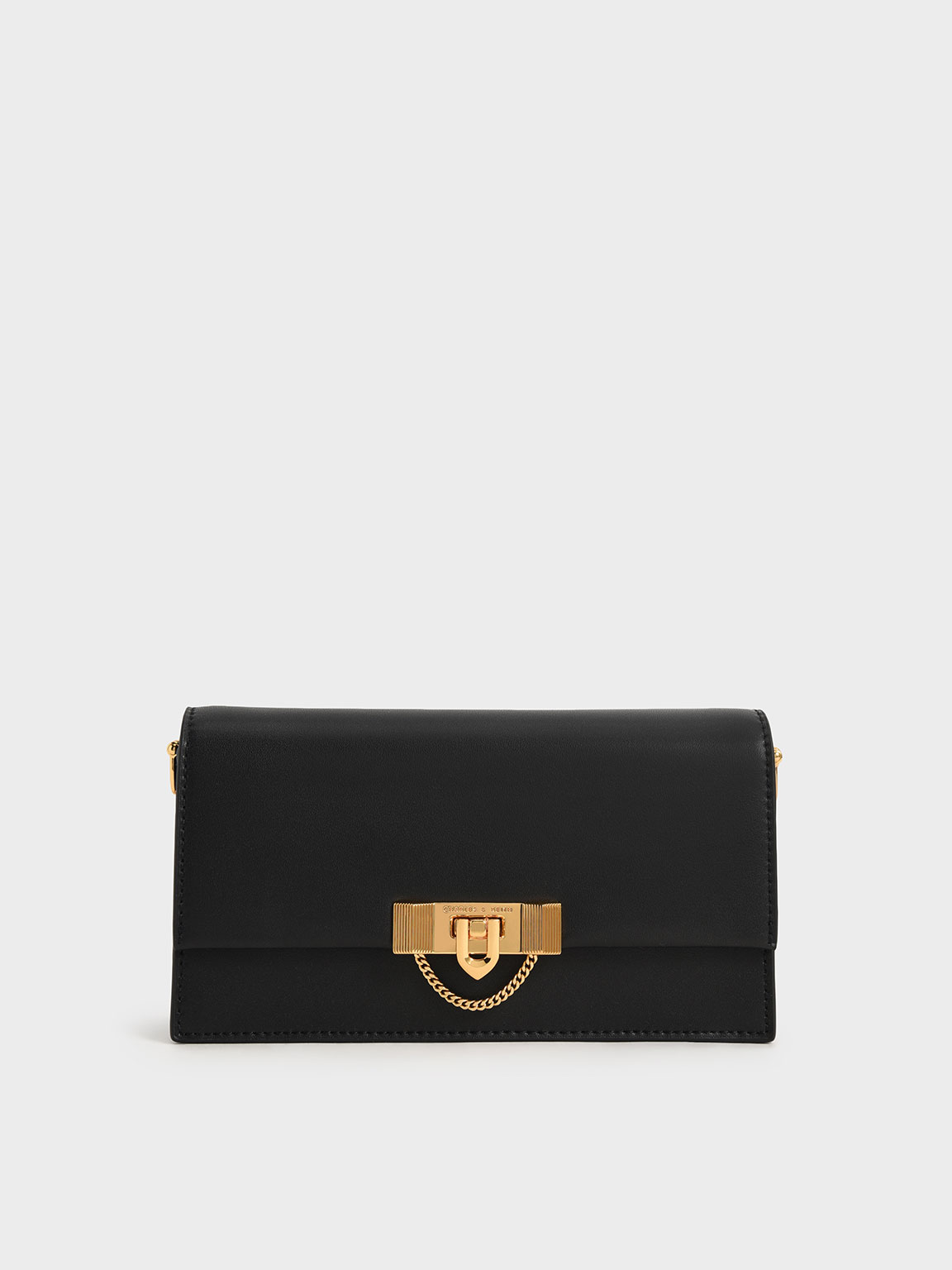 Black Tallulah Metallic Push-Lock Wallet - CHARLES & KEITH International