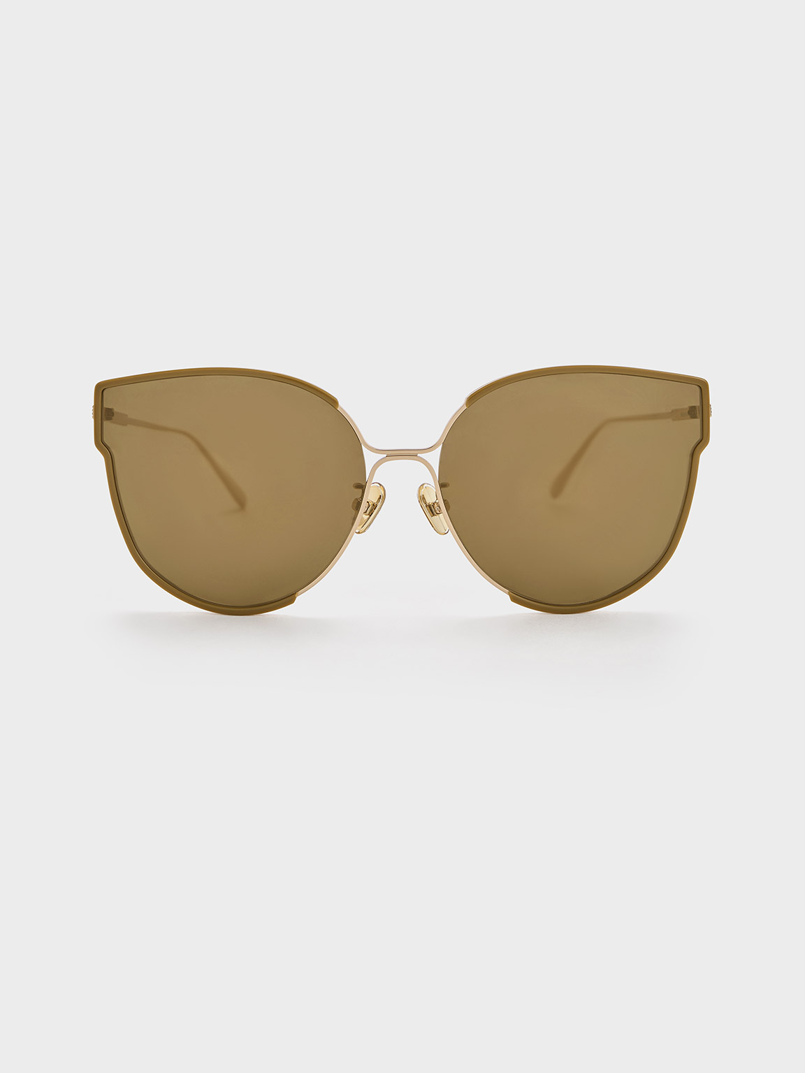 Khaki Thin-Rim Butterfly Sunglasses - CHARLES & KEITH SG
