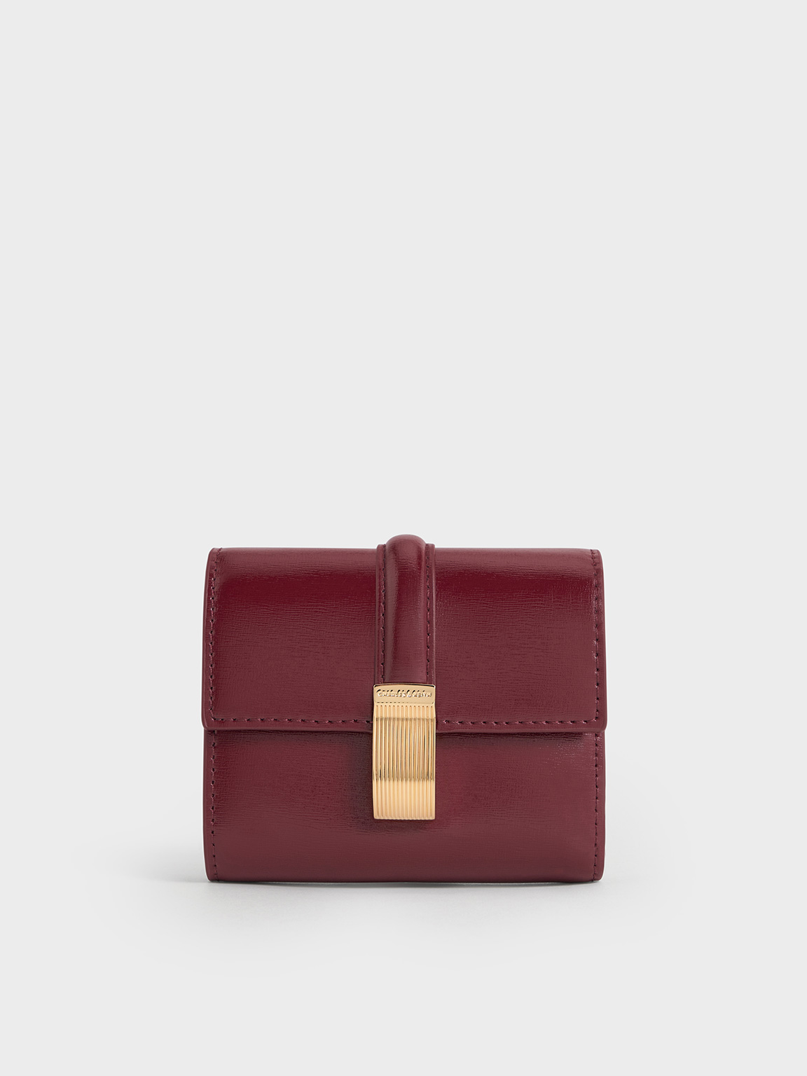 Burgundy Wisteria Metallic-Accent Wallet - CHARLES & KEITH KR