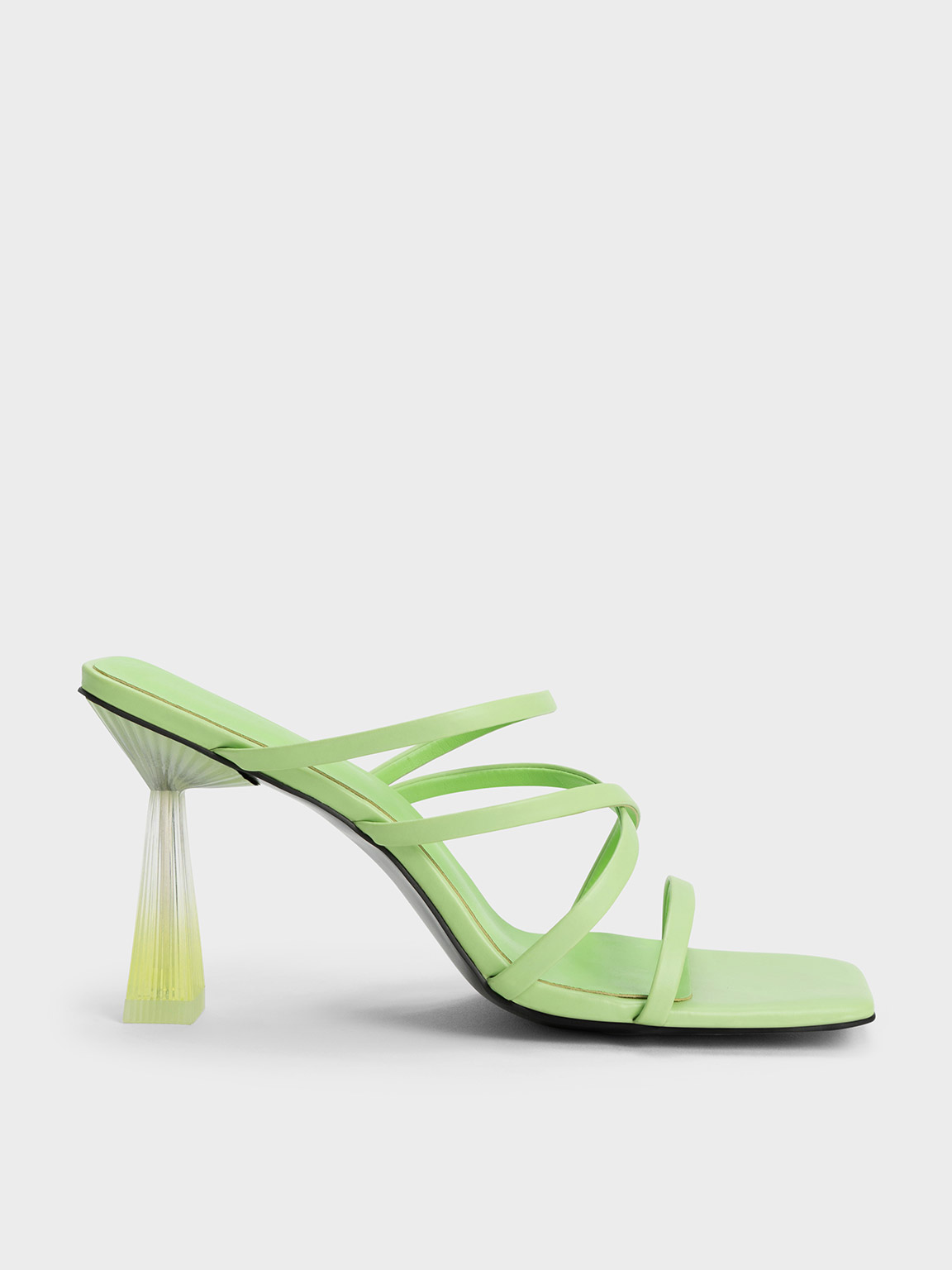 Green Transparent Heel Strappy Mules - CHARLES & KEITH International