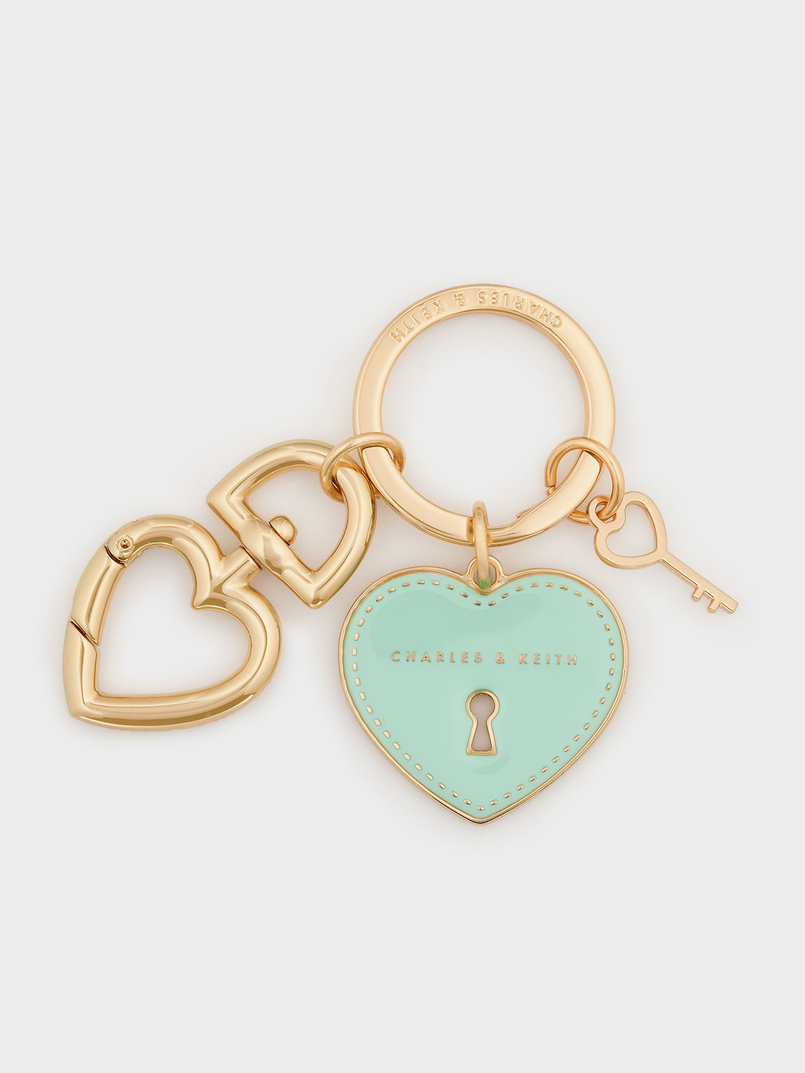 Turquoise Heart Lock Keychain - CHARLES & KEITH US