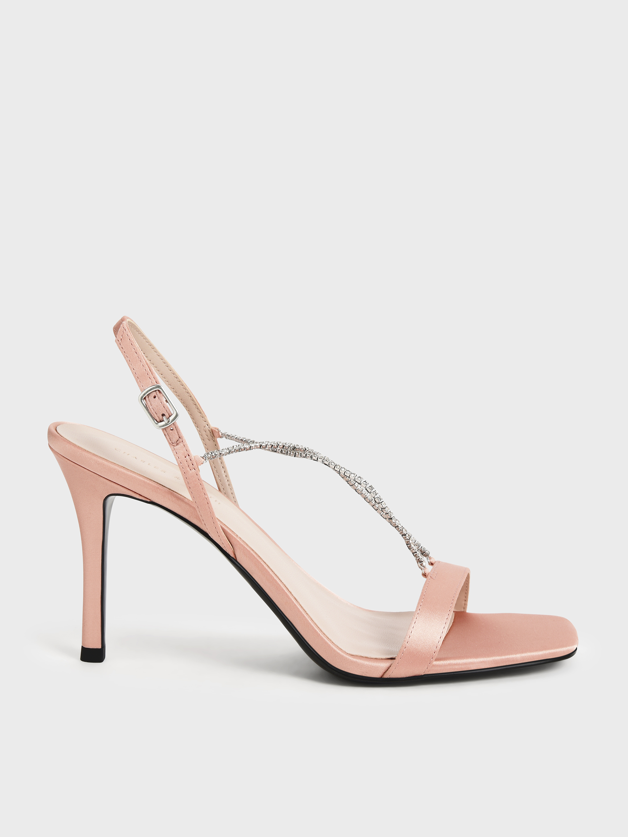 Blush Adel Recycled Polyester Gem-Strap Stiletto Sandals - CHARLES ...