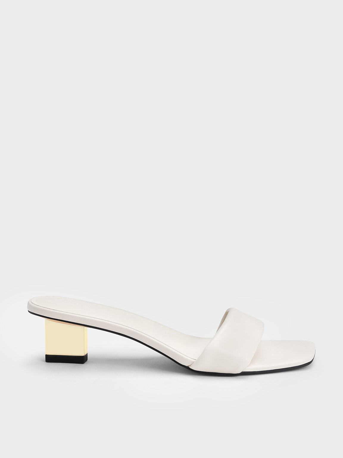 Chalk Metallic Blade Heel Sandals - CHARLES & KEITH International