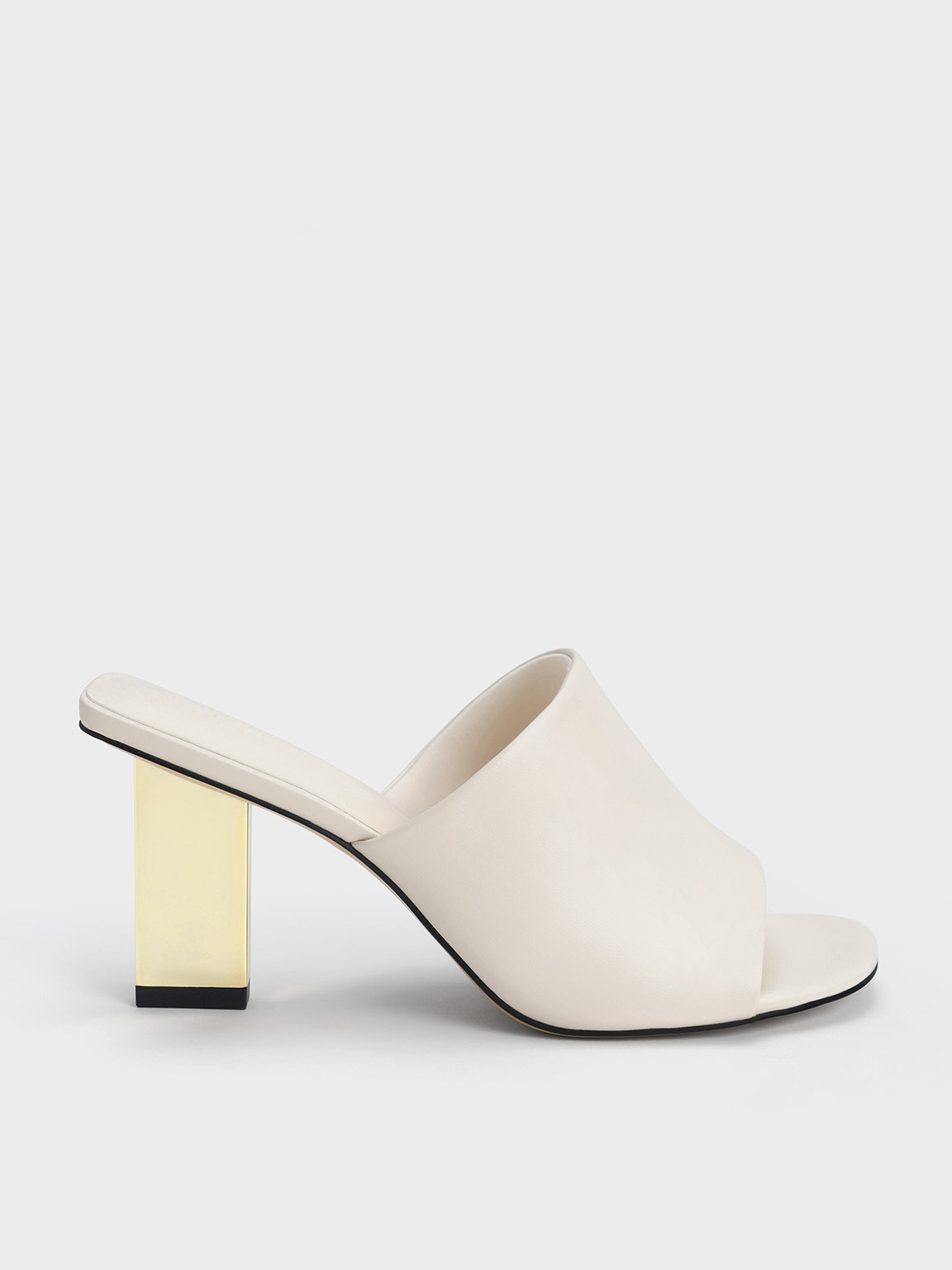Chalk Metallic Blade Heel Mules - CHARLES & KEITH US