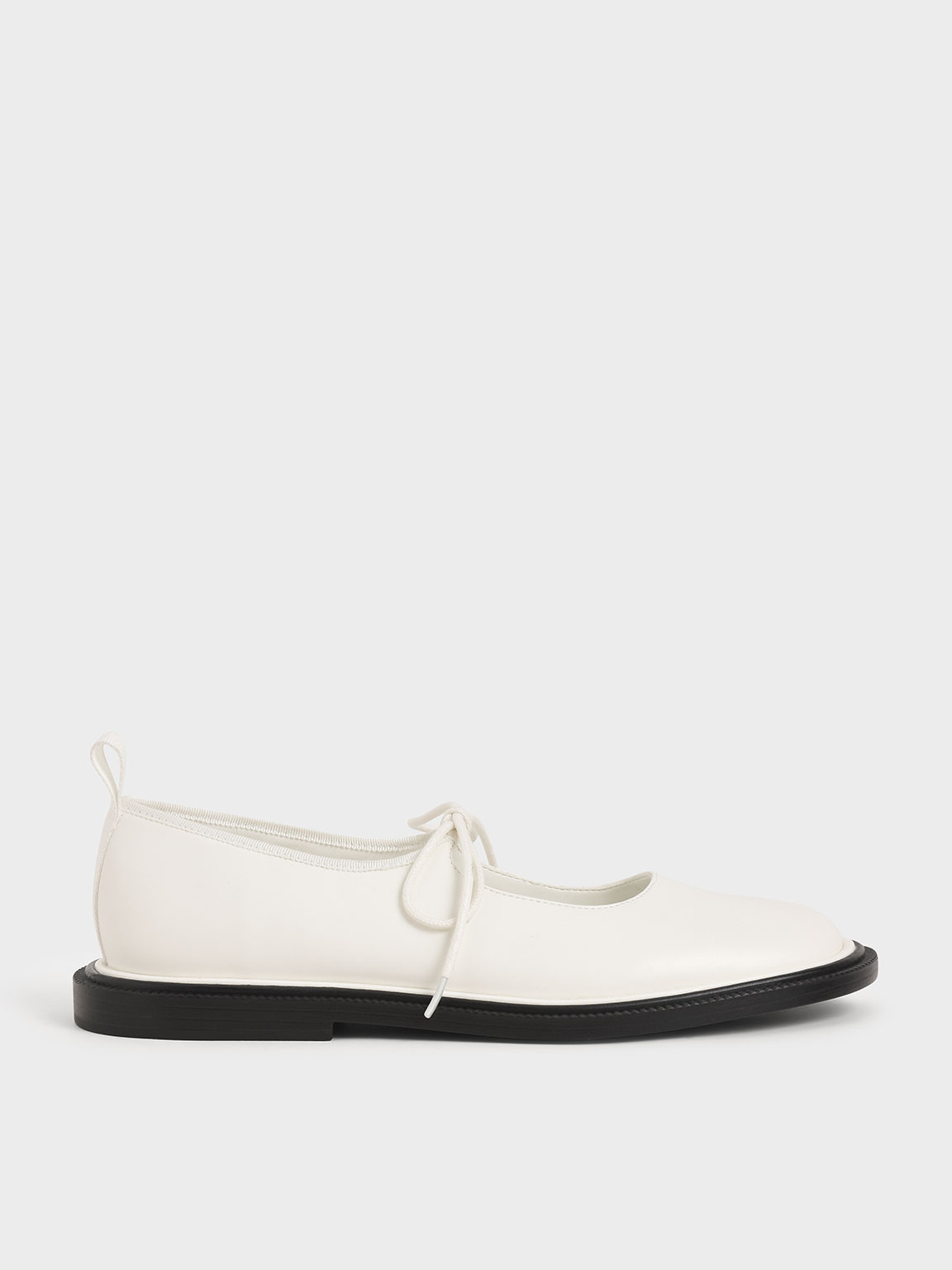 White Ribbon Tie Mary Janes - CHARLES & KEITH BR