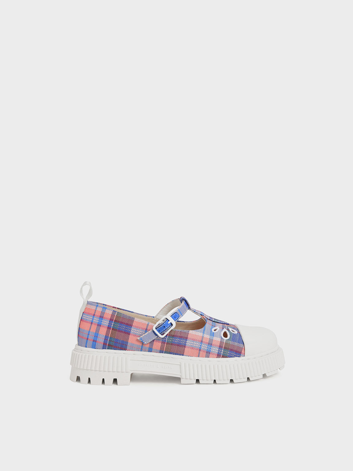 Multicoloured Girls' Check Print Platform Mary Janes - CHARLES & KEITH MO
