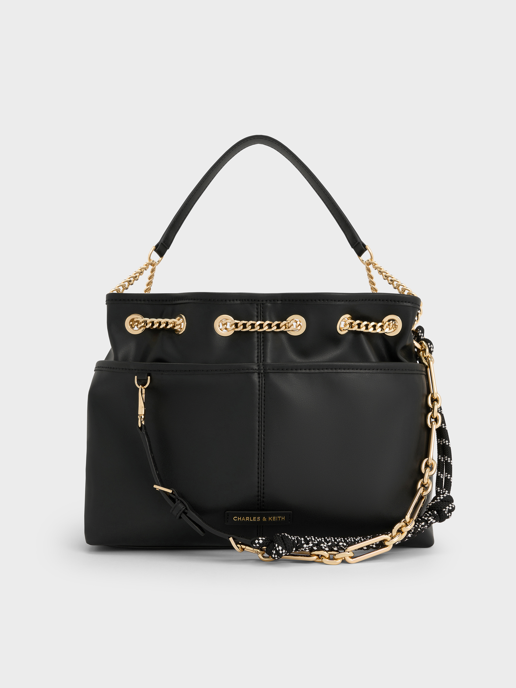 Black Addison Knotted-Rope Tote Bag - CHARLES & KEITH BR