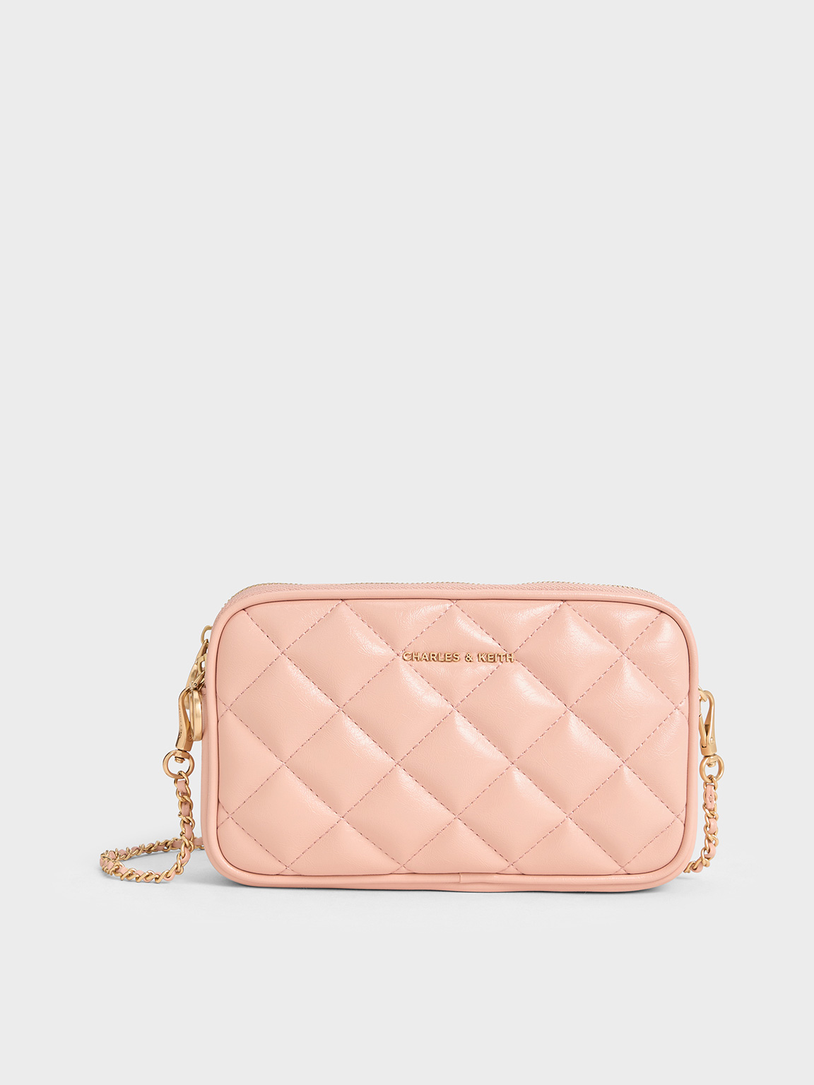 Pink Mini Apfra Quilted Crossbody Bag - CHARLES & KEITH International