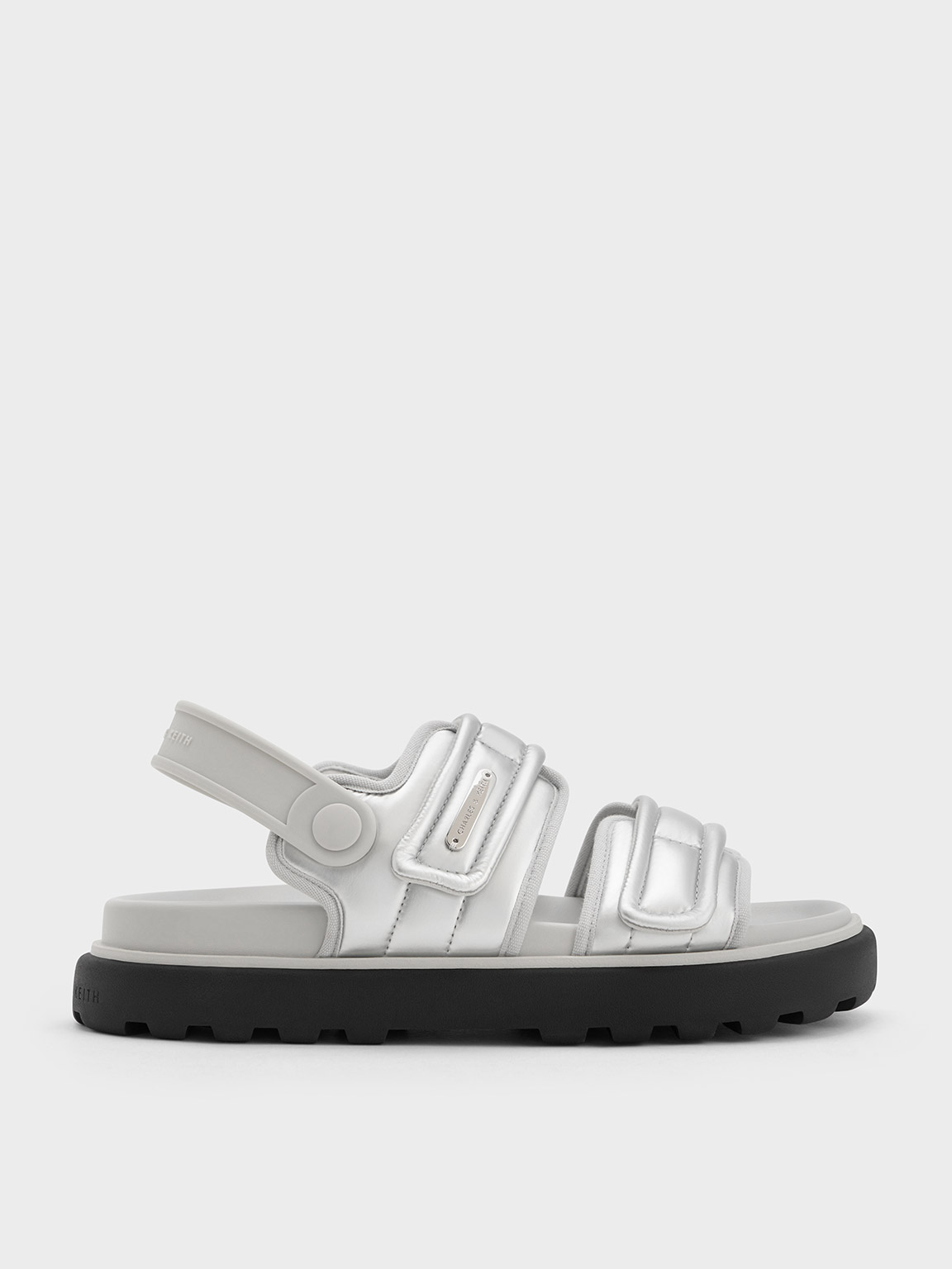 Silver Romilly Metallic Puffy Sandals - CHARLES & KEITH BR