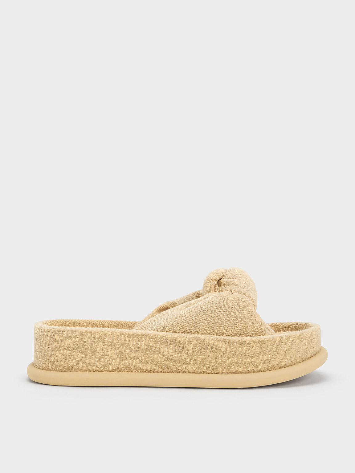 Beige Loey Textured Knotted Slides - CHARLES & KEITH US