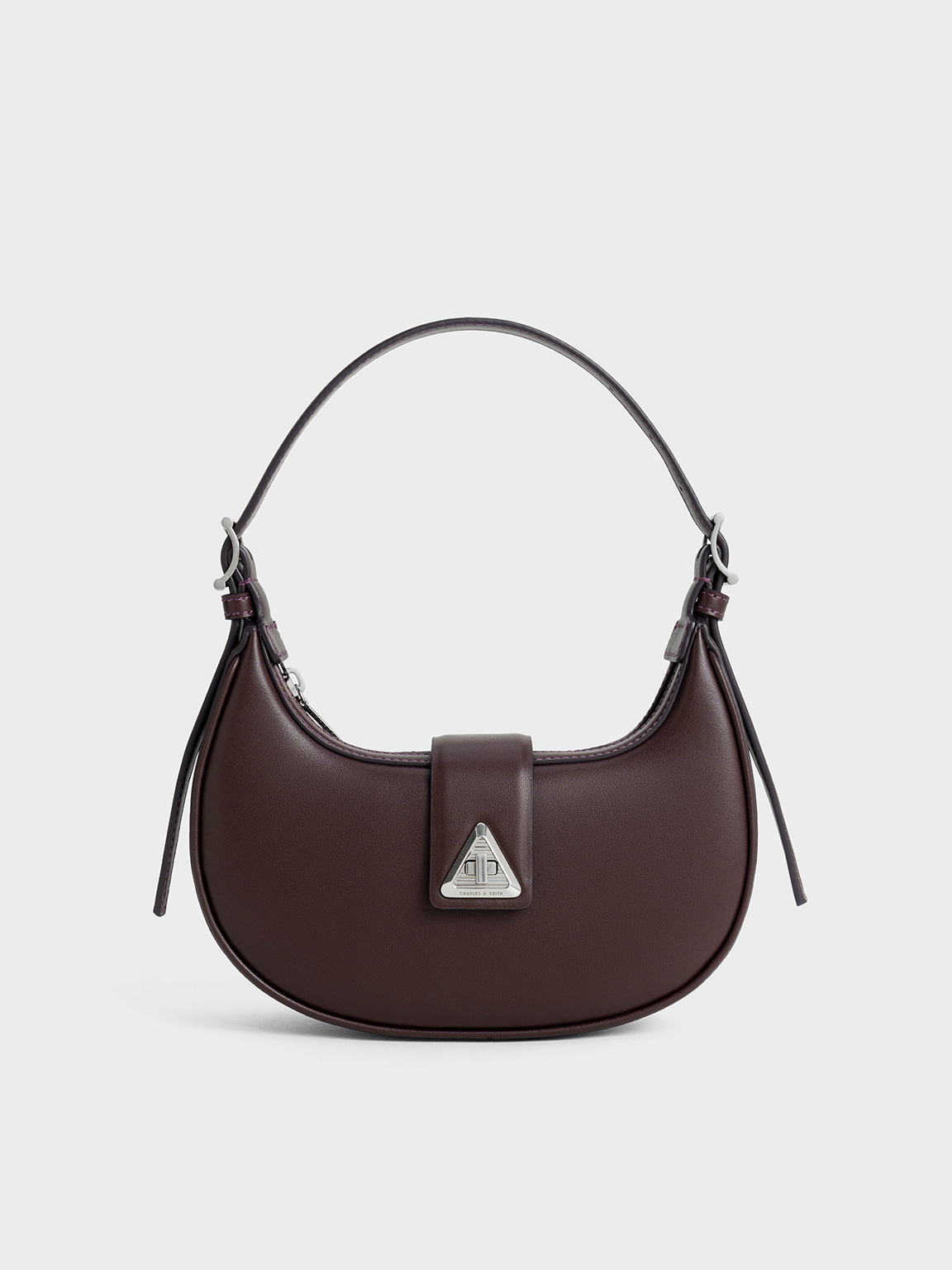 Plum Trice Metallic Accent Belted Shoulder Bag - CHARLES & KEITH ...