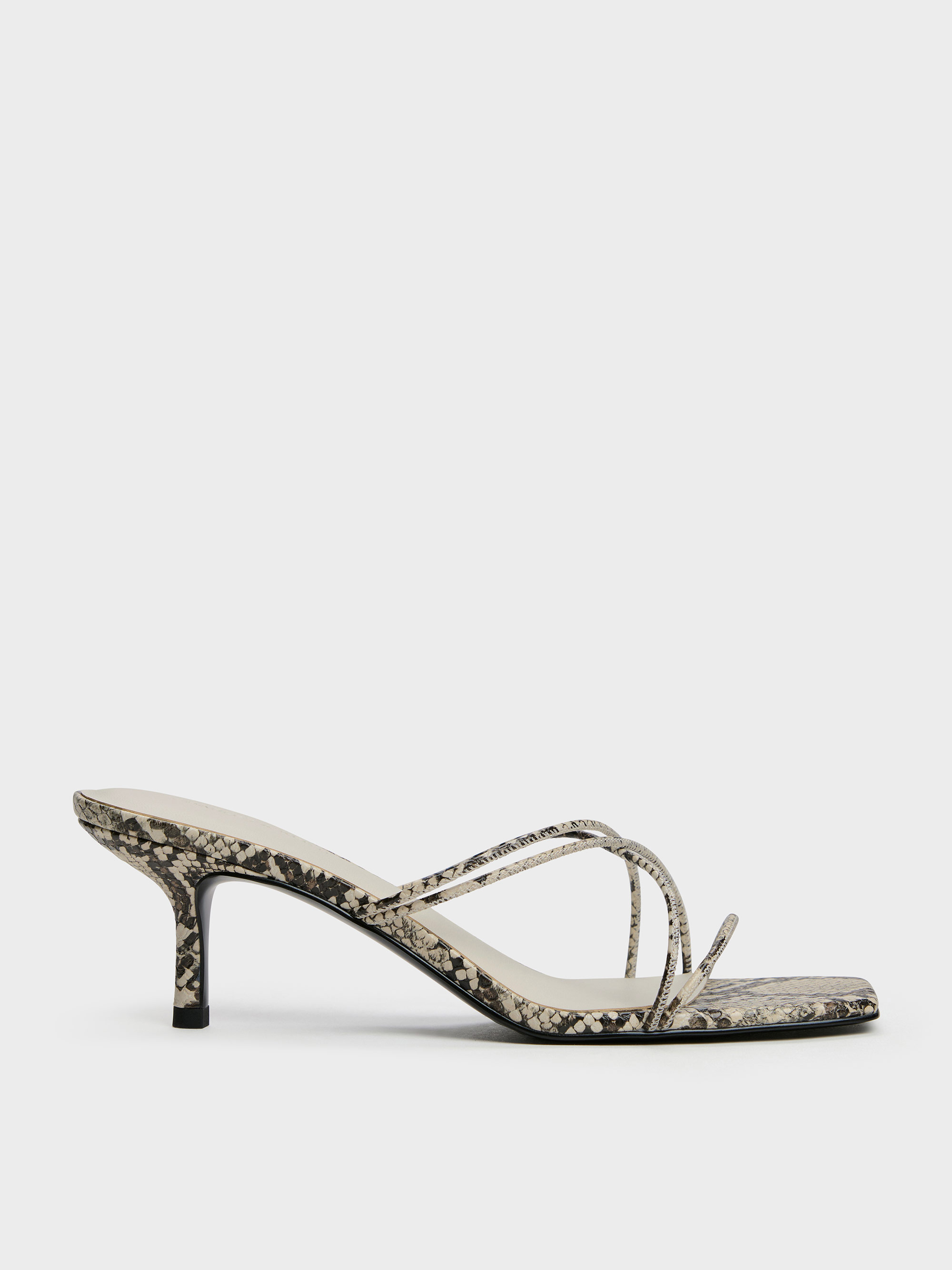 Snake-Print Strappy Heeled Sandals - Animal Print Natural - CHARLES ...
