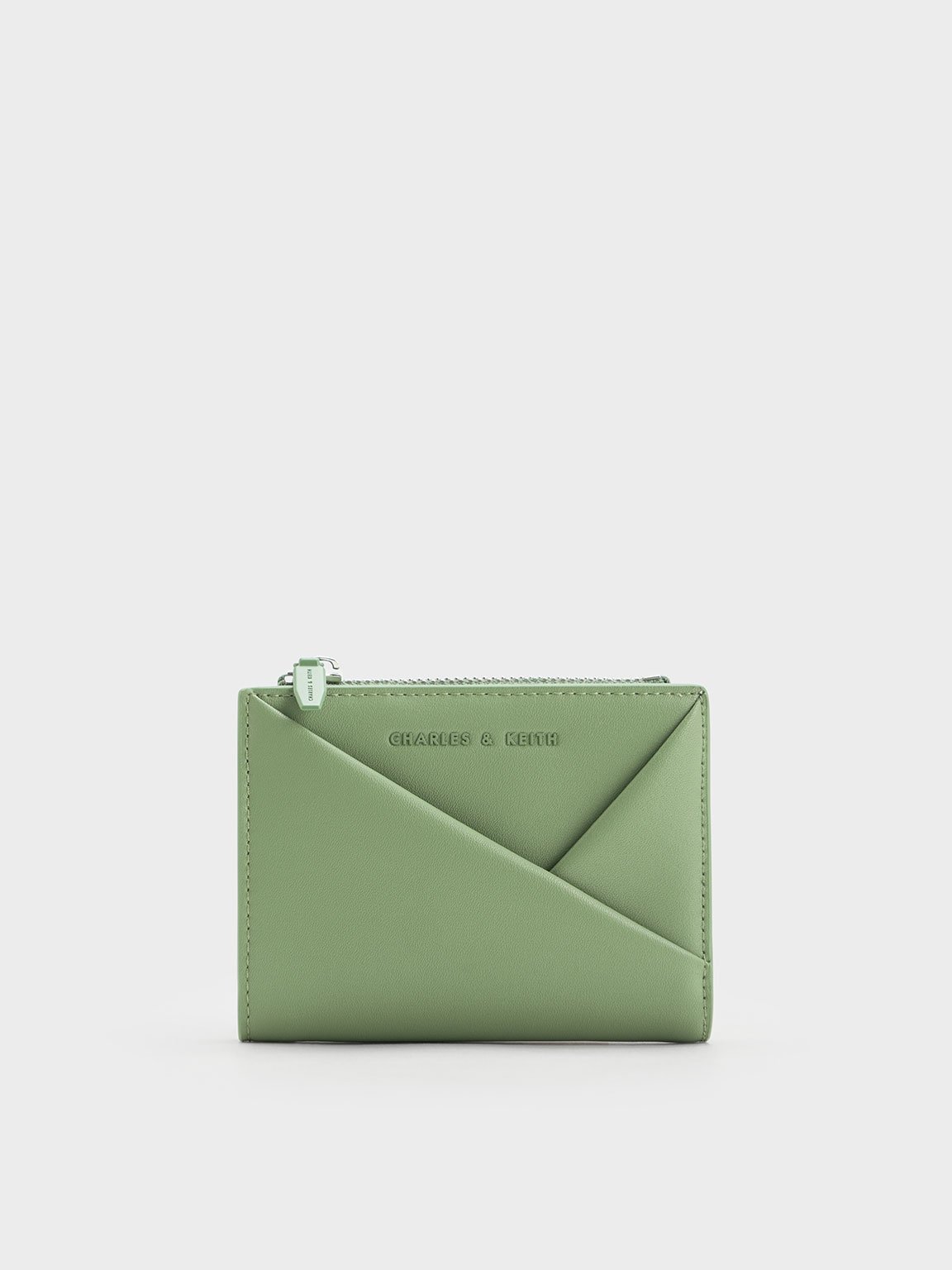 Green Midori Geometric Top-Zip Wallet - CHARLES & KEITH MO