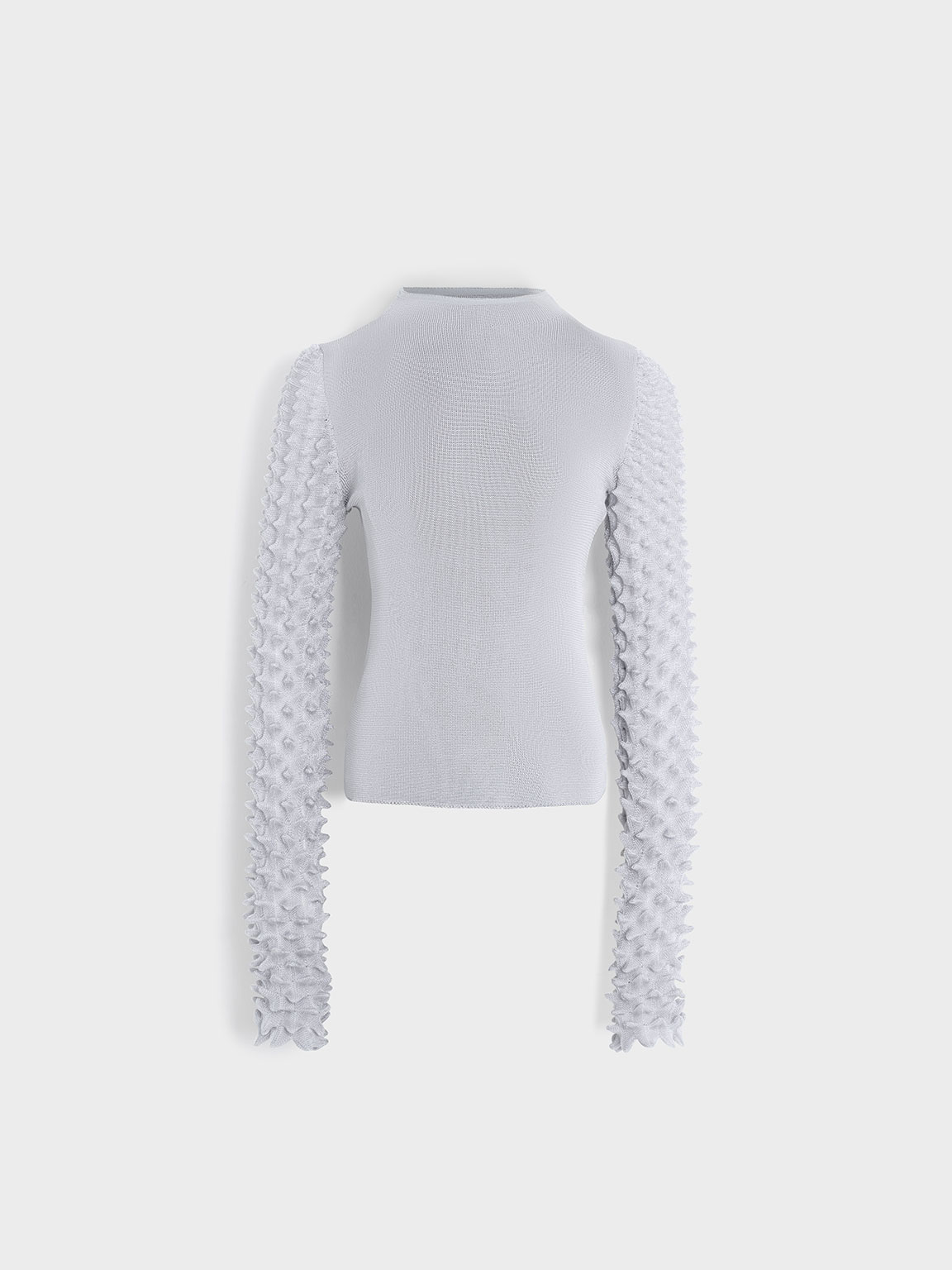 Grey Spike Textured Long Sleeve Top - CHARLES & KEITH International