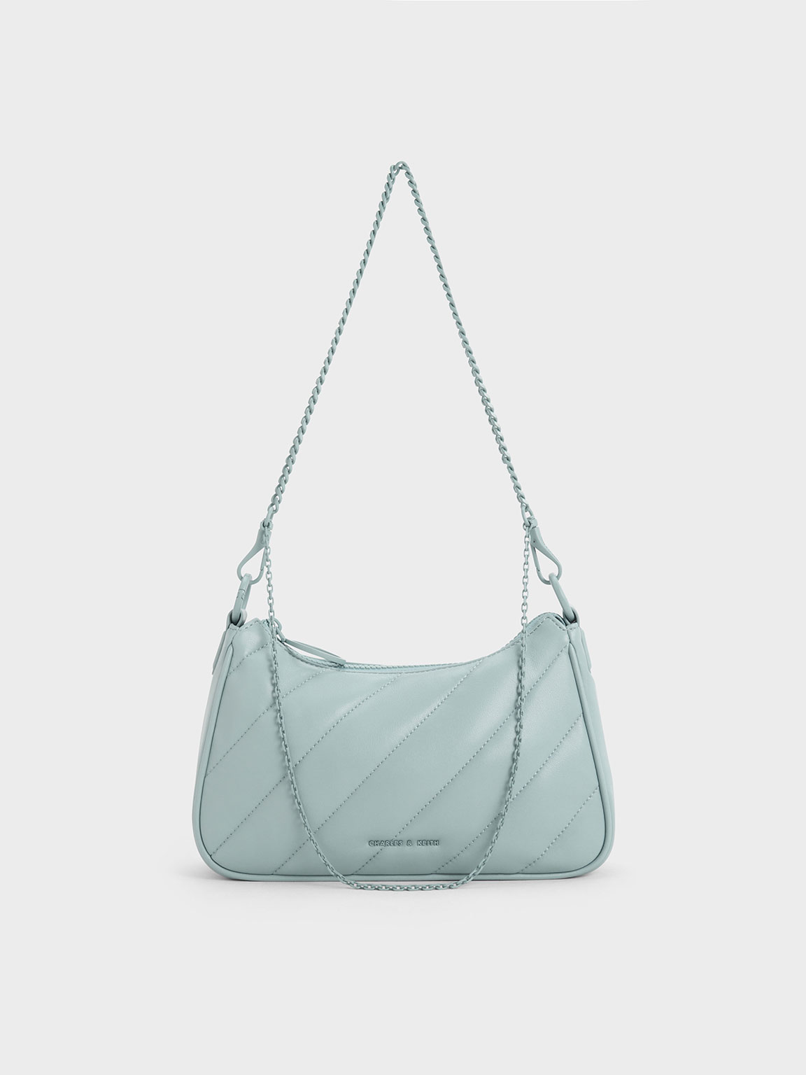 Slate Blue Philomena Puffy Chain-Strap Crossbody Bag - CHARLES & KEITH IL