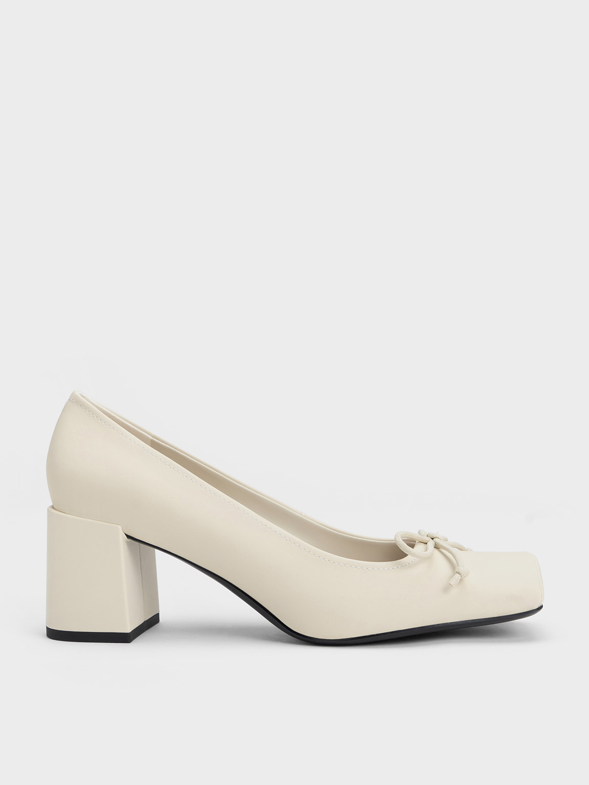 Chalk Bow Square-Toe Pumps - CHARLES & KEITH CO