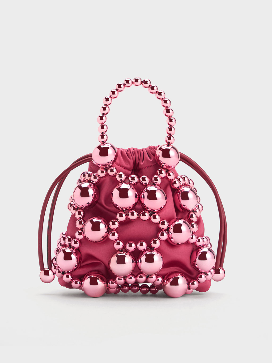 Bolso con asa superior de cuentas - Fucsia - CHARLES & KEITH US