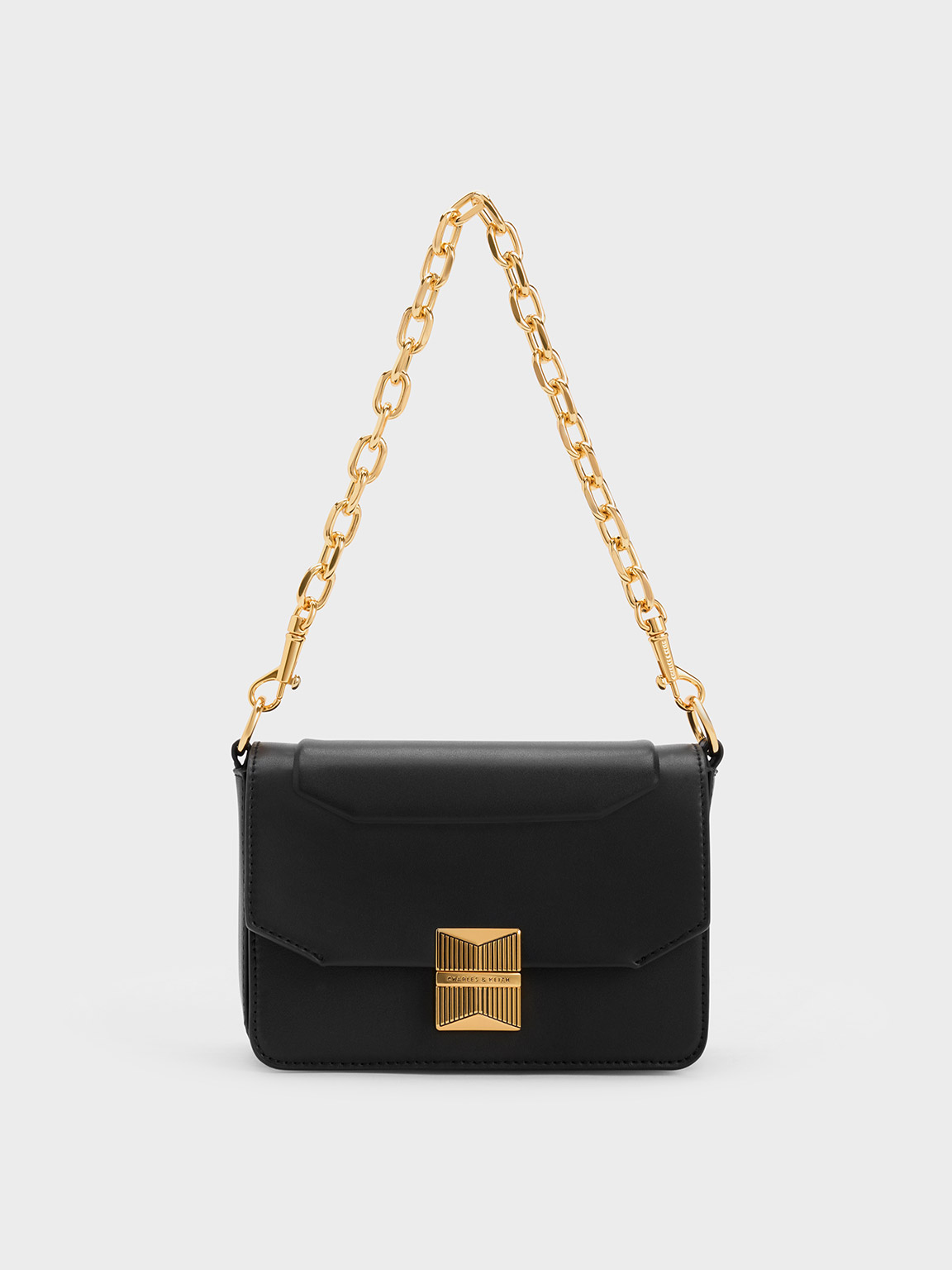 Black Kalinda Metallic Accent Boxy Bag - CHARLES & KEITH PA