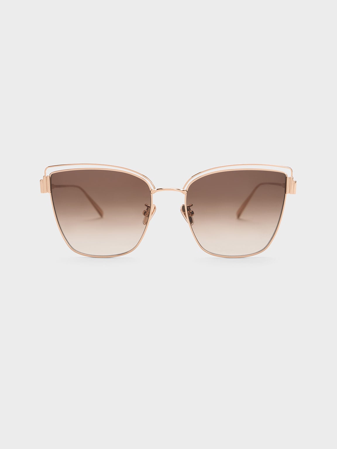 Rose Gold Wire-Frame Cat-Eye Sunglasses - CHARLES & KEITH MX