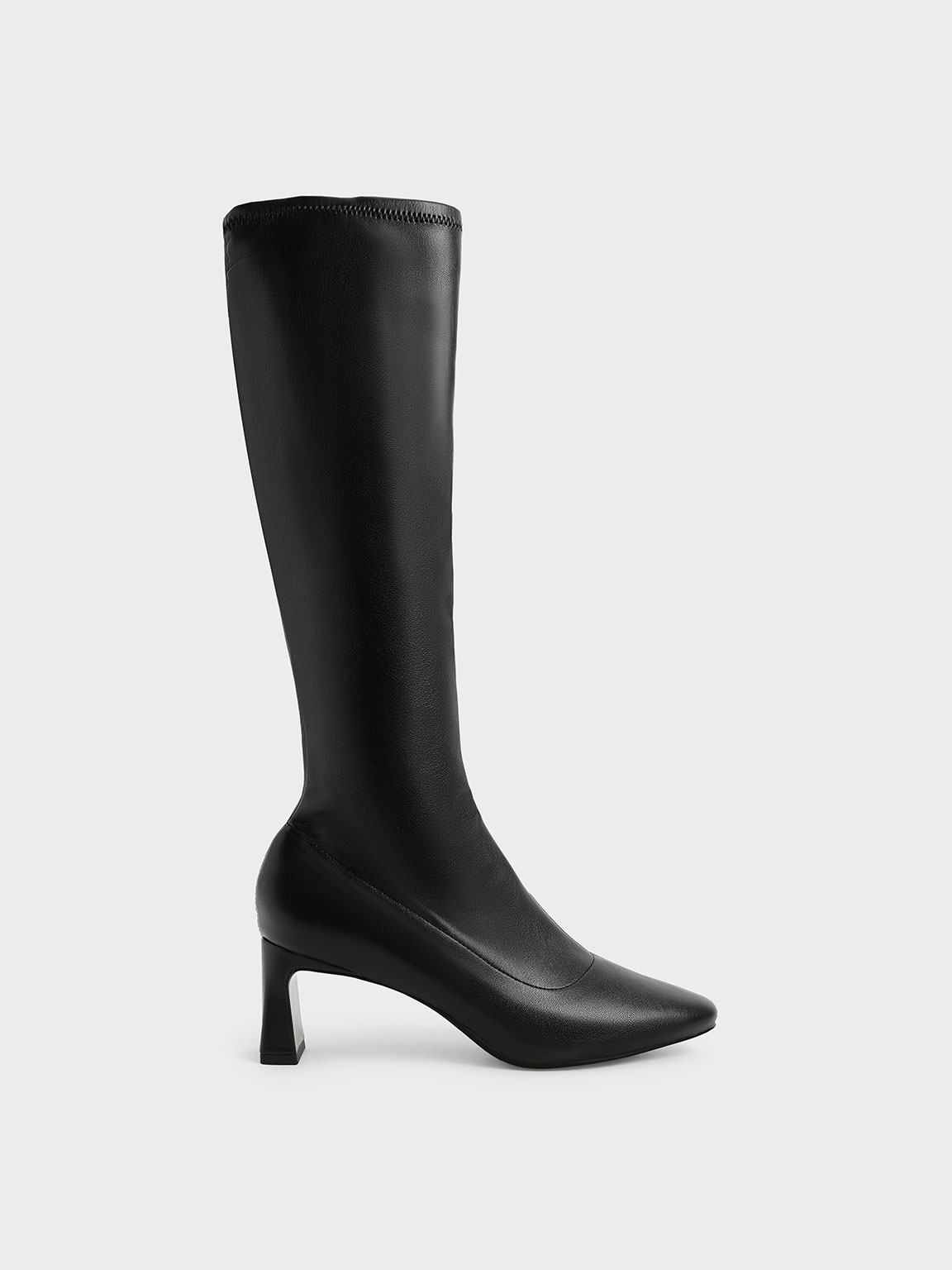 Black Knee-High Blade Heel Boots - CHARLES & KEITH International