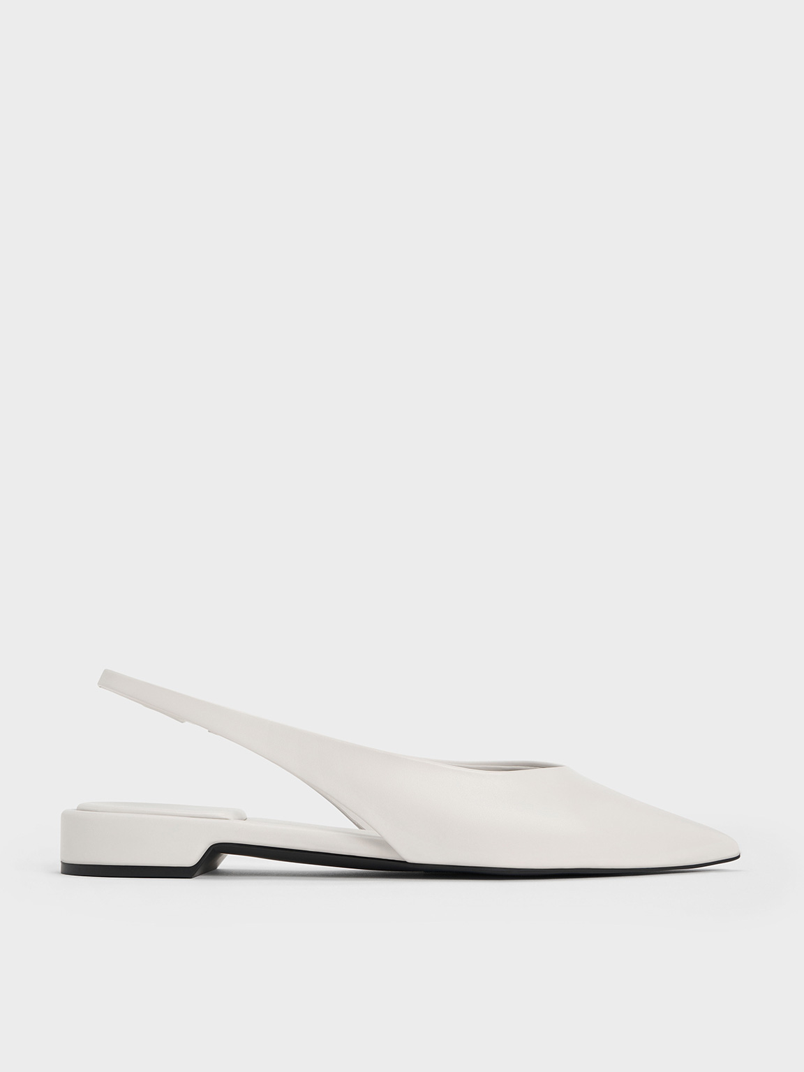 White Pointed-Toe High-Vamp Slingback Flats - White - Sale - CHARLES ...