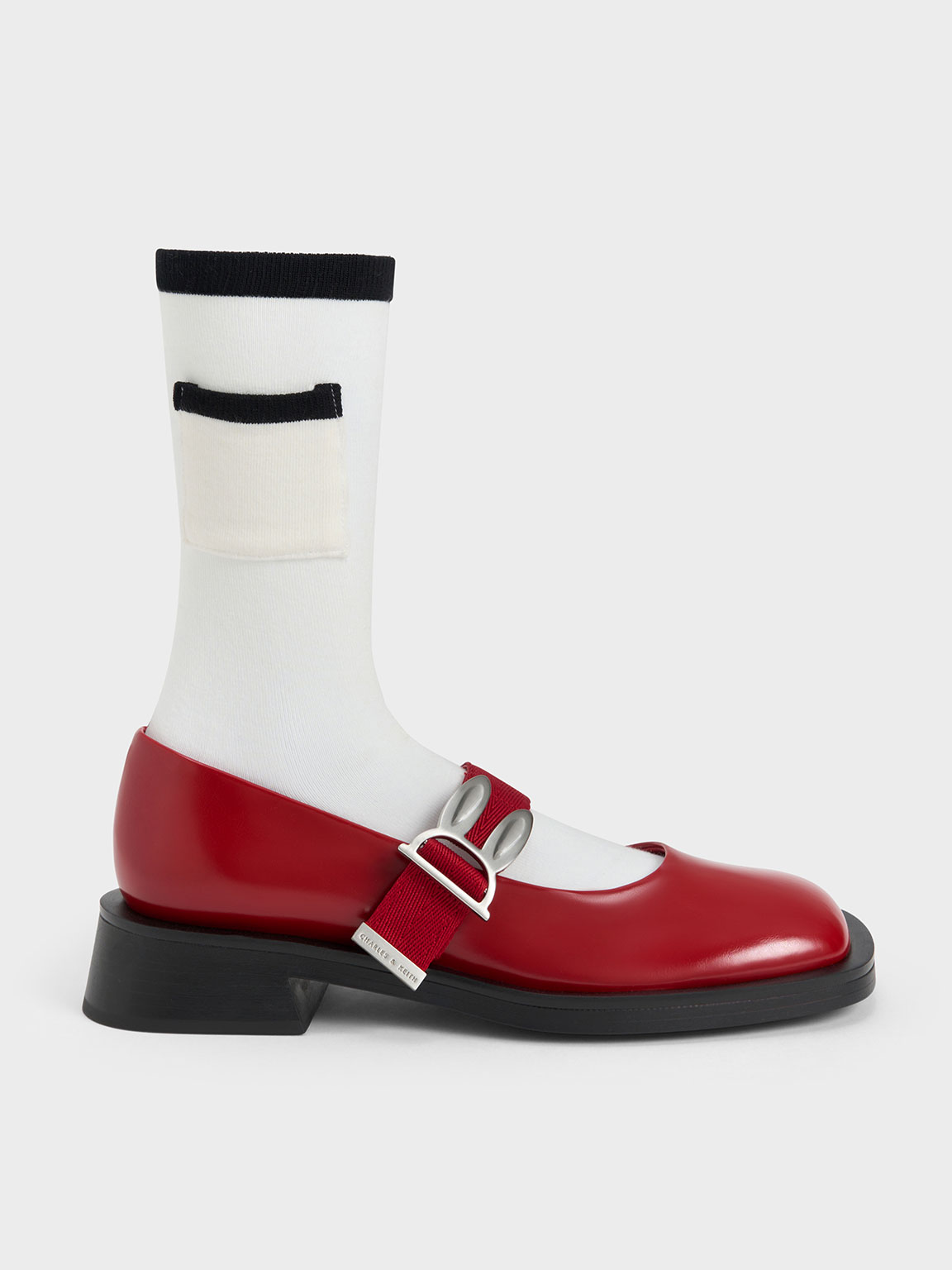 Red Judy Hopps Metallic Accent Mary Janes - CHARLES & KEITH OM