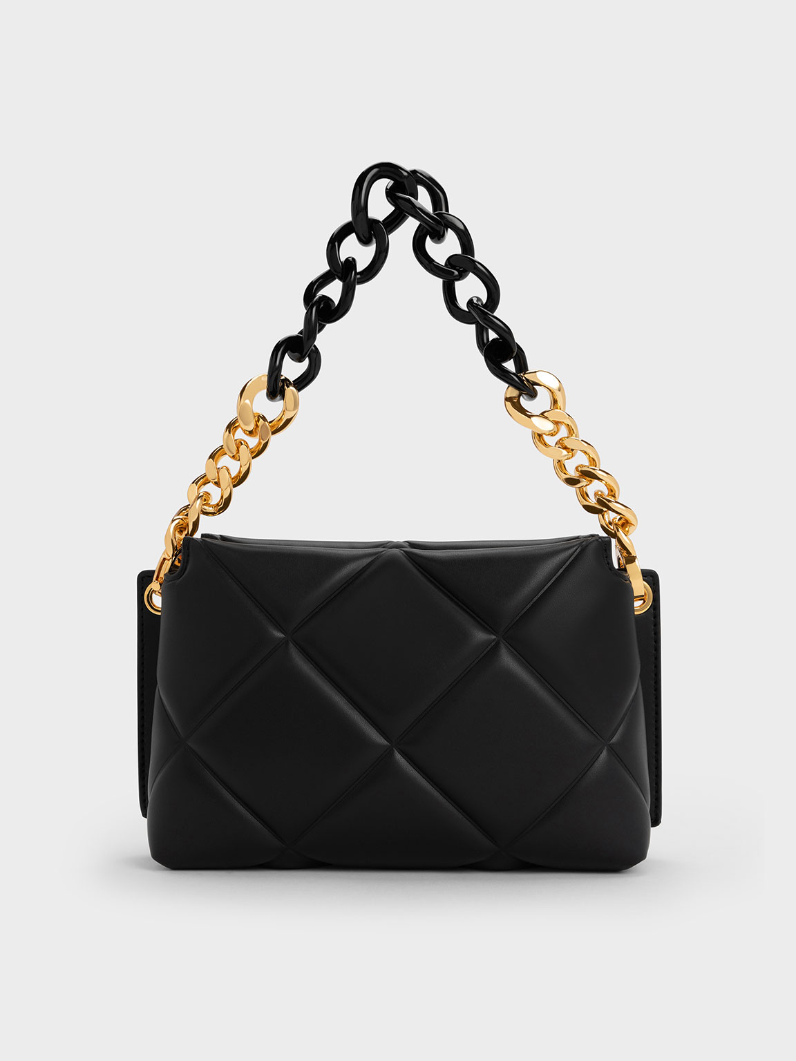 Black Danika Chunky Chain Padded Bag - CHARLES & KEITH UY