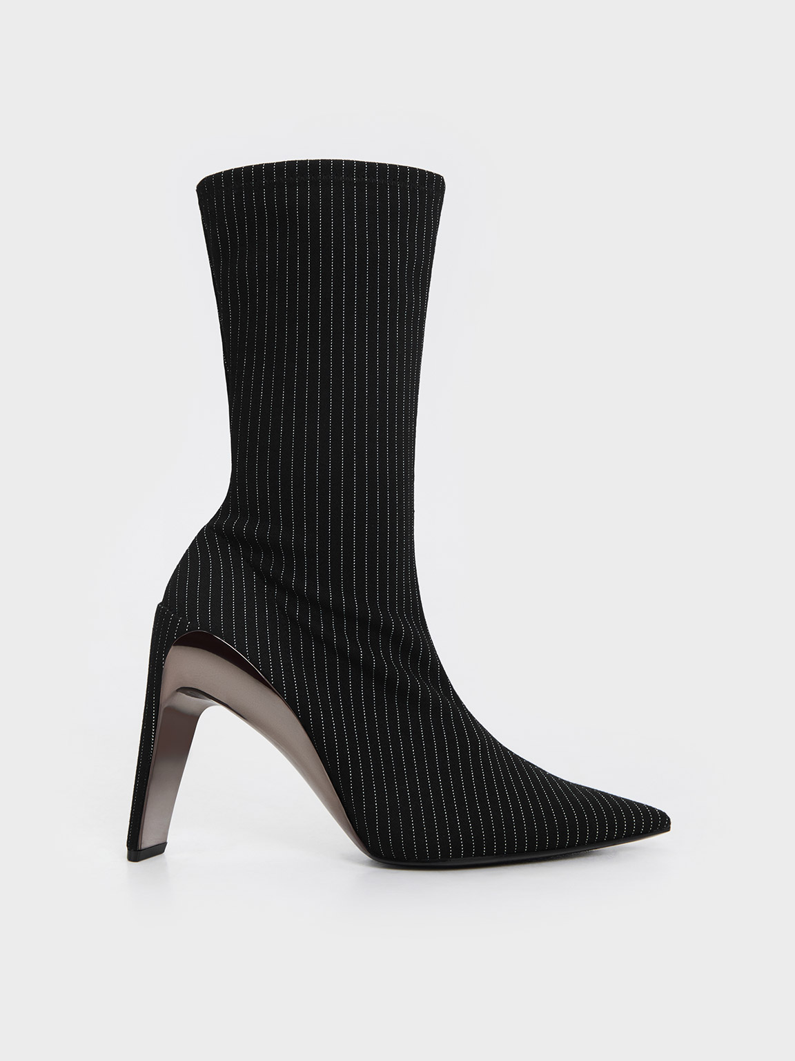 Dark Grey Devon Metallic Striped Blade-Heel Ankle Boots - CHARLES ...
