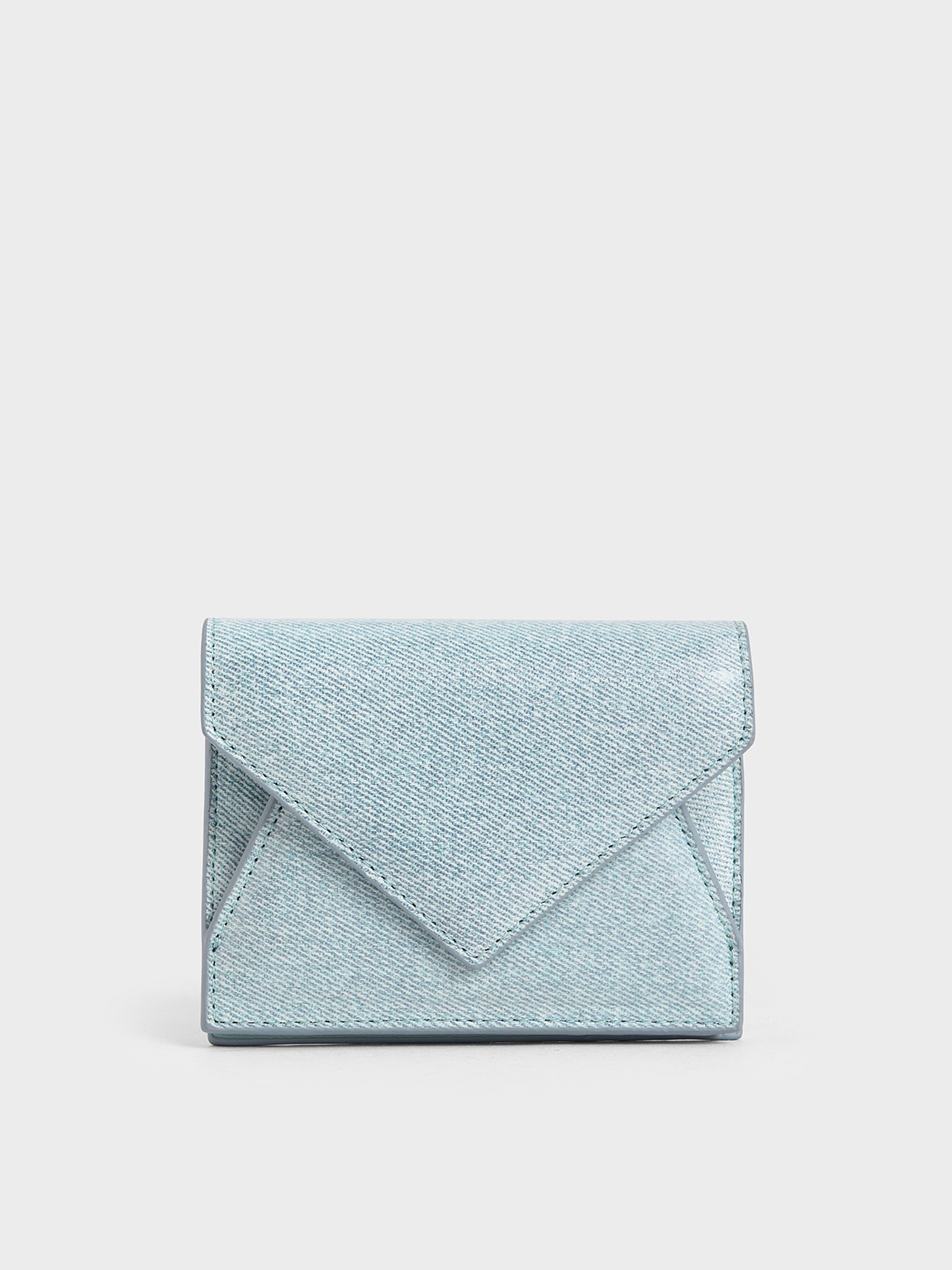 Blue Bosie Denim Envelope Wallet - CHARLES & KEITH US
