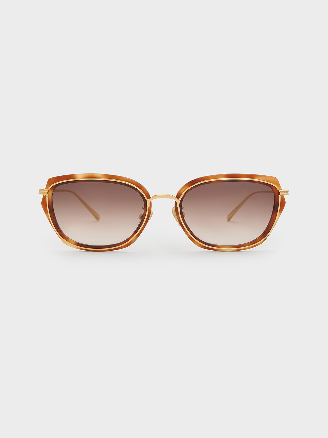 Tortoiseshell Tortoiseshell Metallic Rim Geometric-Frame Sunglasses ...